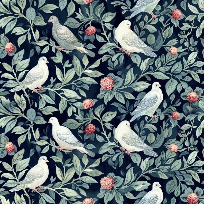 Seamless Nature Patterns, Wild Birds, Mourning Doves 2, Digital Paper ...