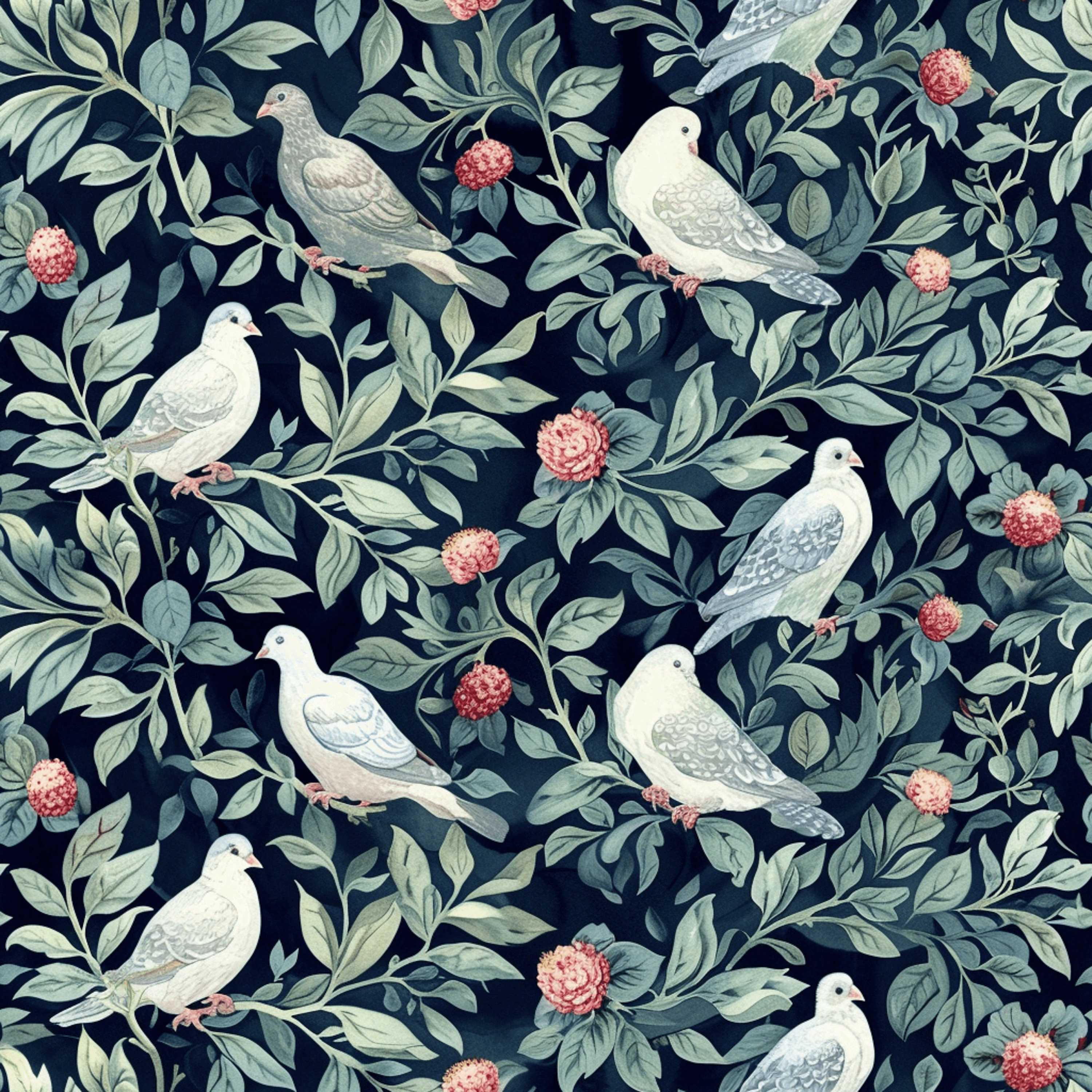 Seamless Nature Patterns, Wild Birds, Mourning Doves 2, Digital Paper ...