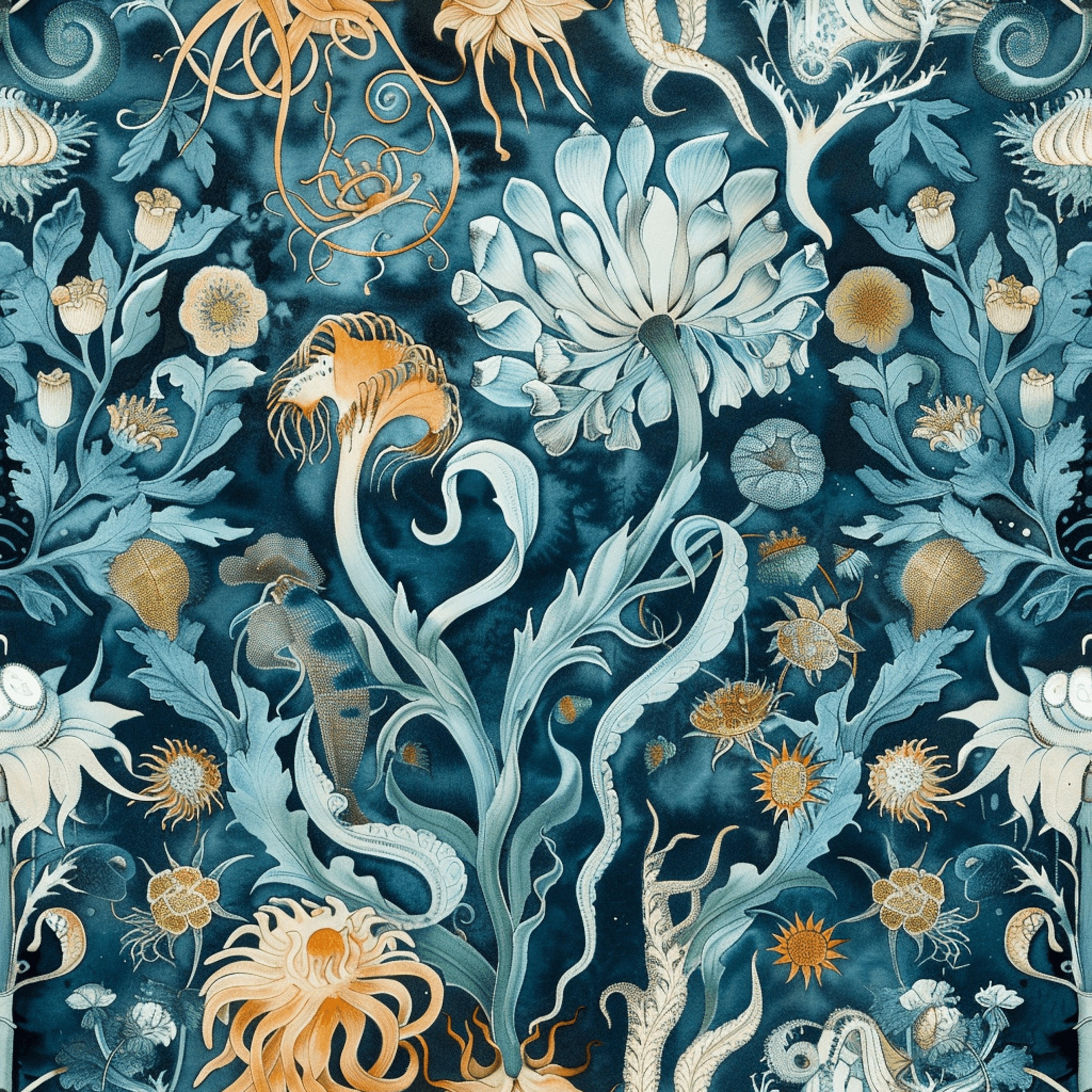 Sea Life Digital Paper William Morris Inspired- SEAMLESS - Translucent ...