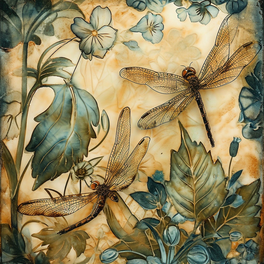 SEAMLESS Digital Paper, Dragonflies, William Morris Inspired ...