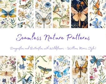 Floral Digital Paper William Morris Inspired SEAMLESS Watercolor ...