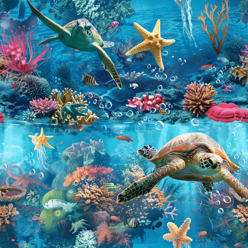 Sea Life Digital Paper, Coral Reef, Seamless (12x12in) - Etsy