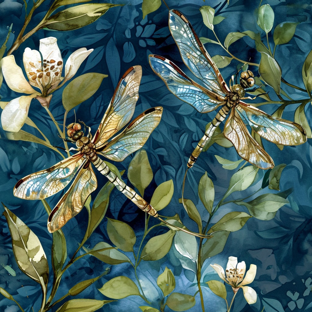 SEAMLESS Digital Paper, Dragonflies, William Morris Inspired ...
