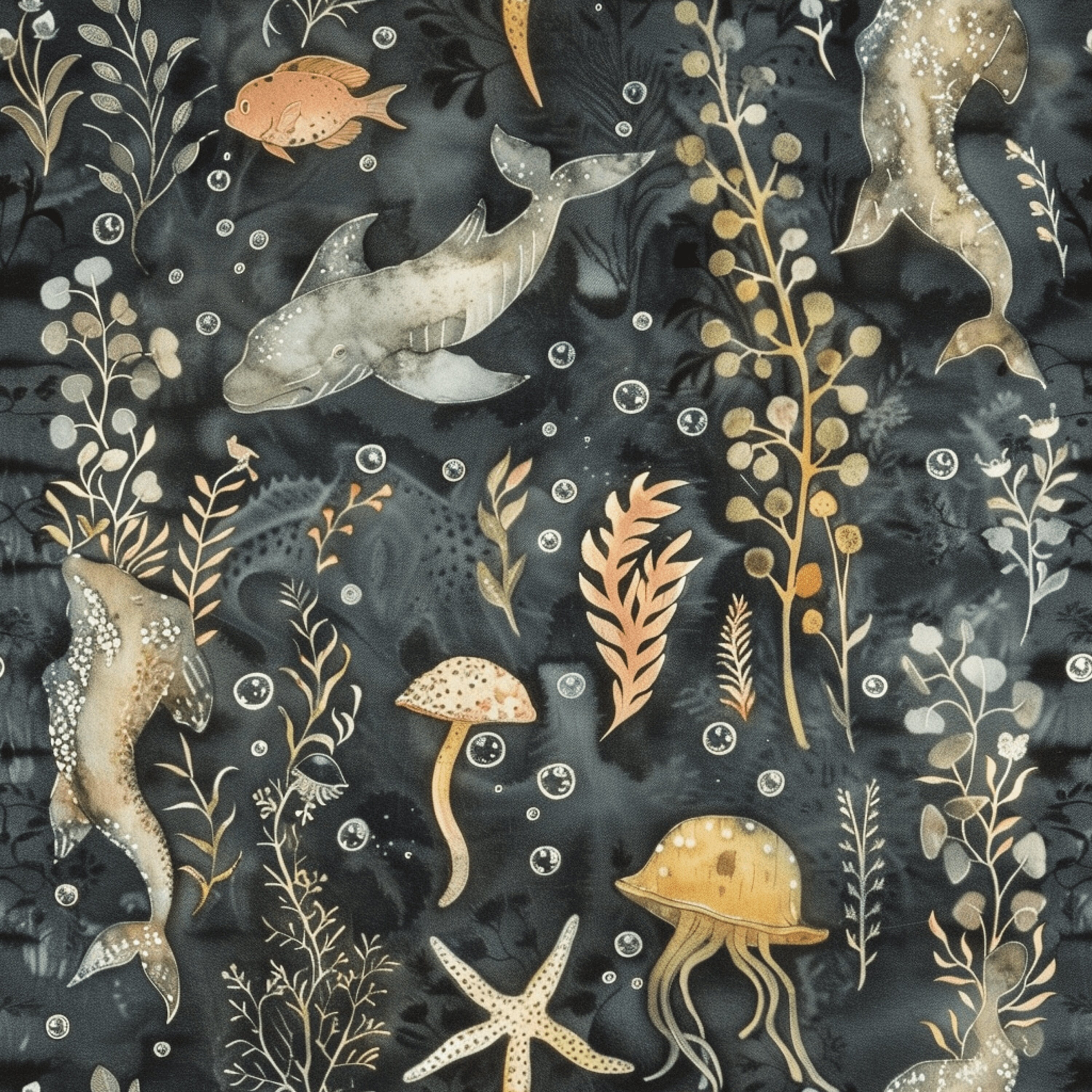 Sea Life Digital Paper William Morris Inspired- SEAMLESS - Translucent ...