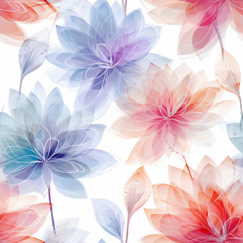 Colorful Mystic Harlequin Style, Digital Paper Translucent Watercolor ...