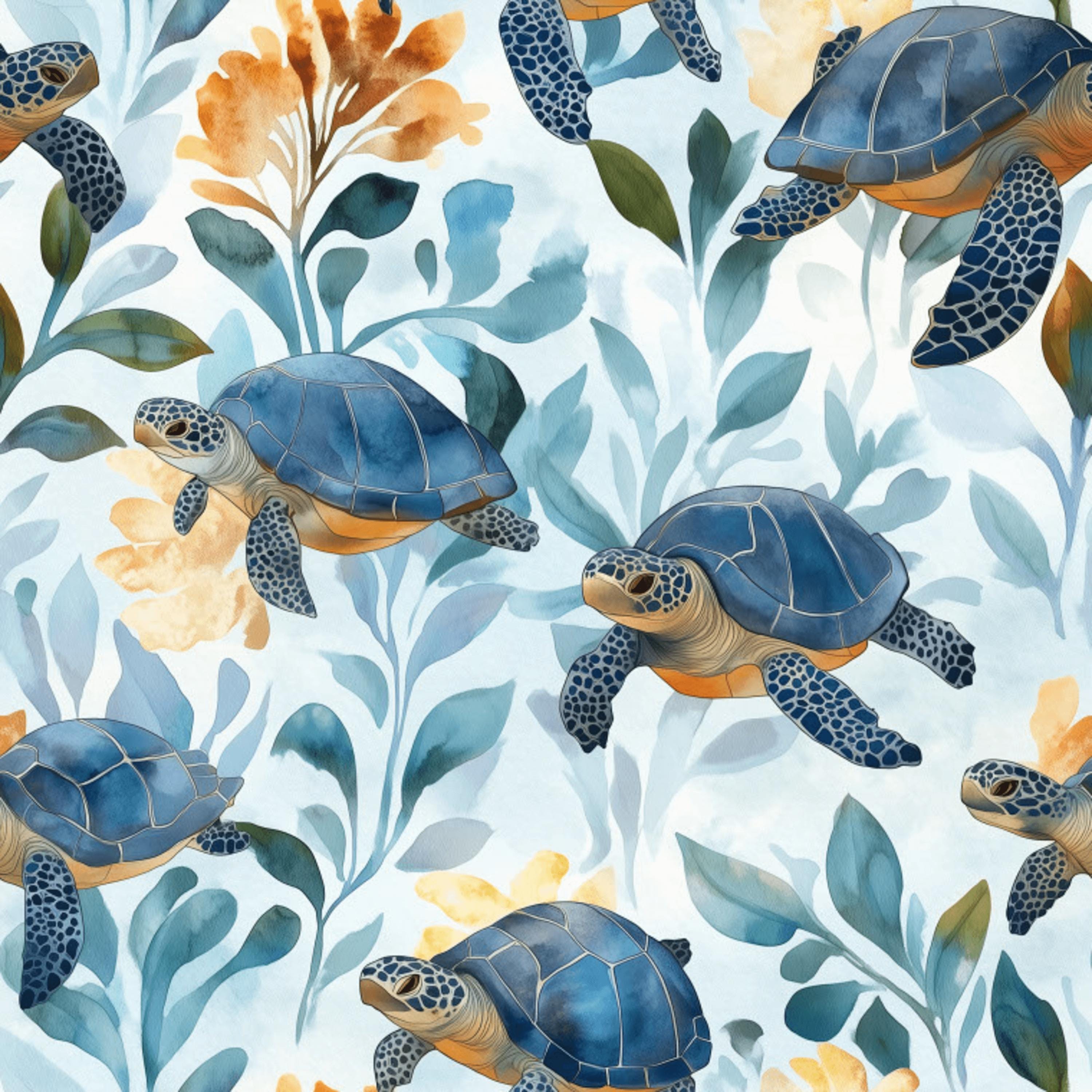 Sea Turtles, William Morris Inspired- SEAMLESS - Watercolor Patterns ...