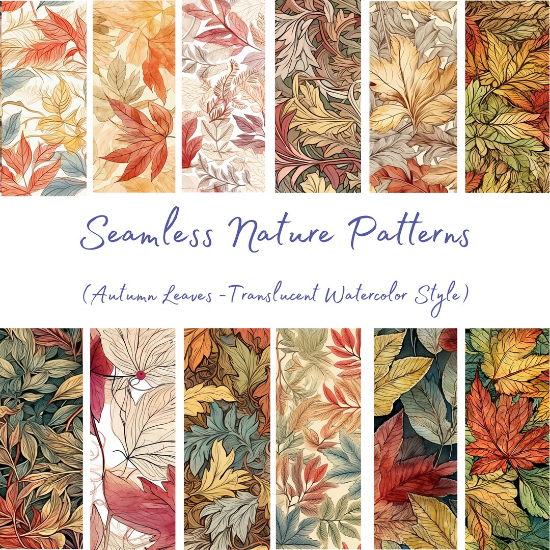 Colorful Autumn Leaves, Digital Paper Translucent Watercolor - SEAMLESS ...