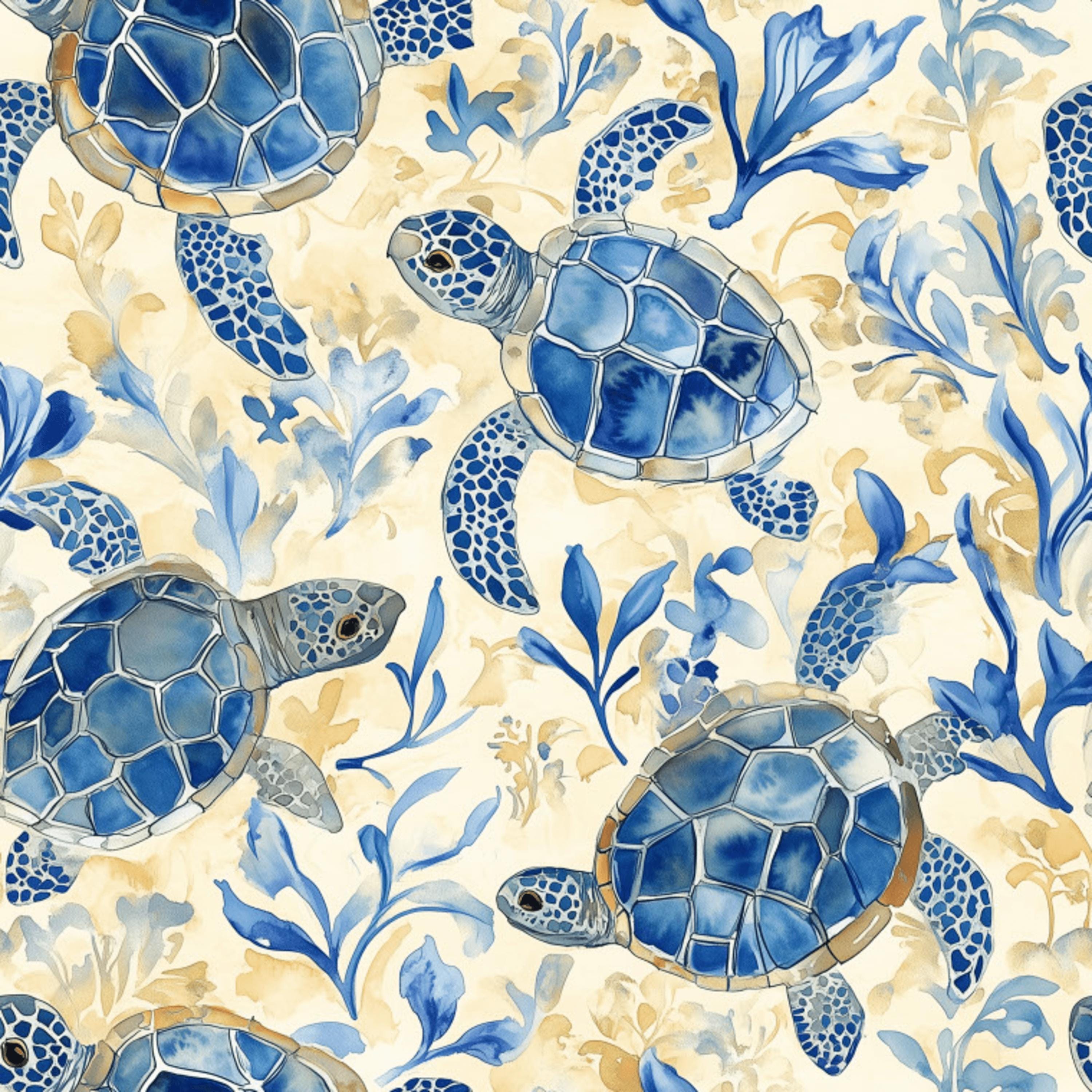 Sea Turtles, William Morris Inspired- SEAMLESS - Watercolor Patterns ...