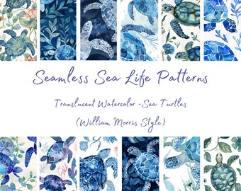 SEAMLESS Digital Paper, Dragonflies, William Morris Inspired Watercolor ...