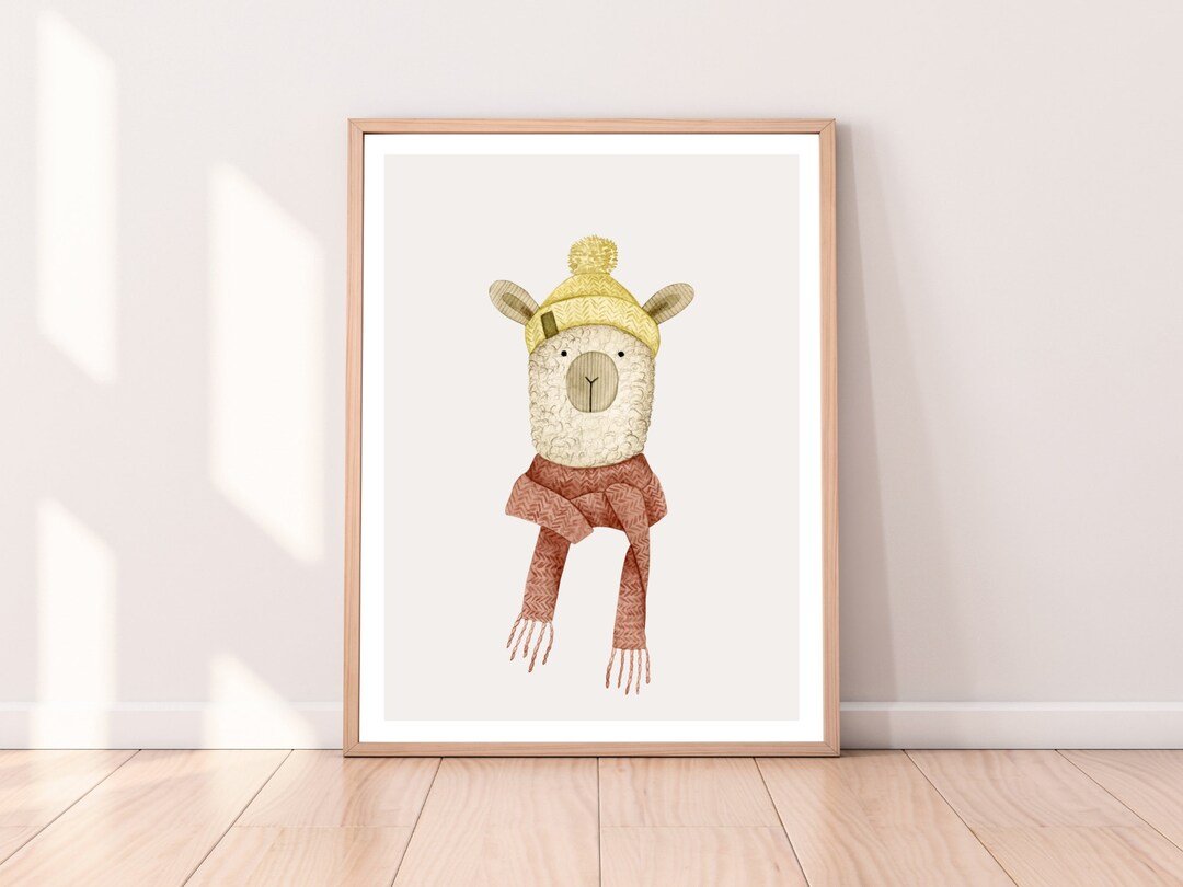 Digital Download - Adorable Sheep With Scarf Portrait - Hand-drawn Kids ...