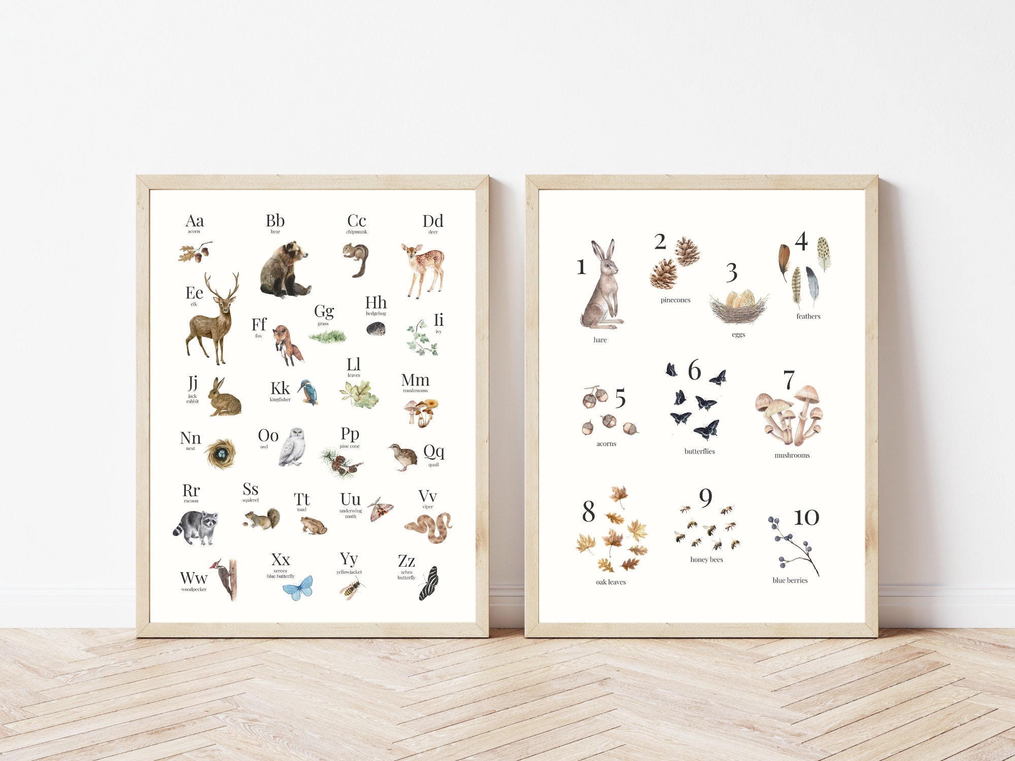 Digital Download Forest Theme Alphabet and Numbers Posters for Kids ...