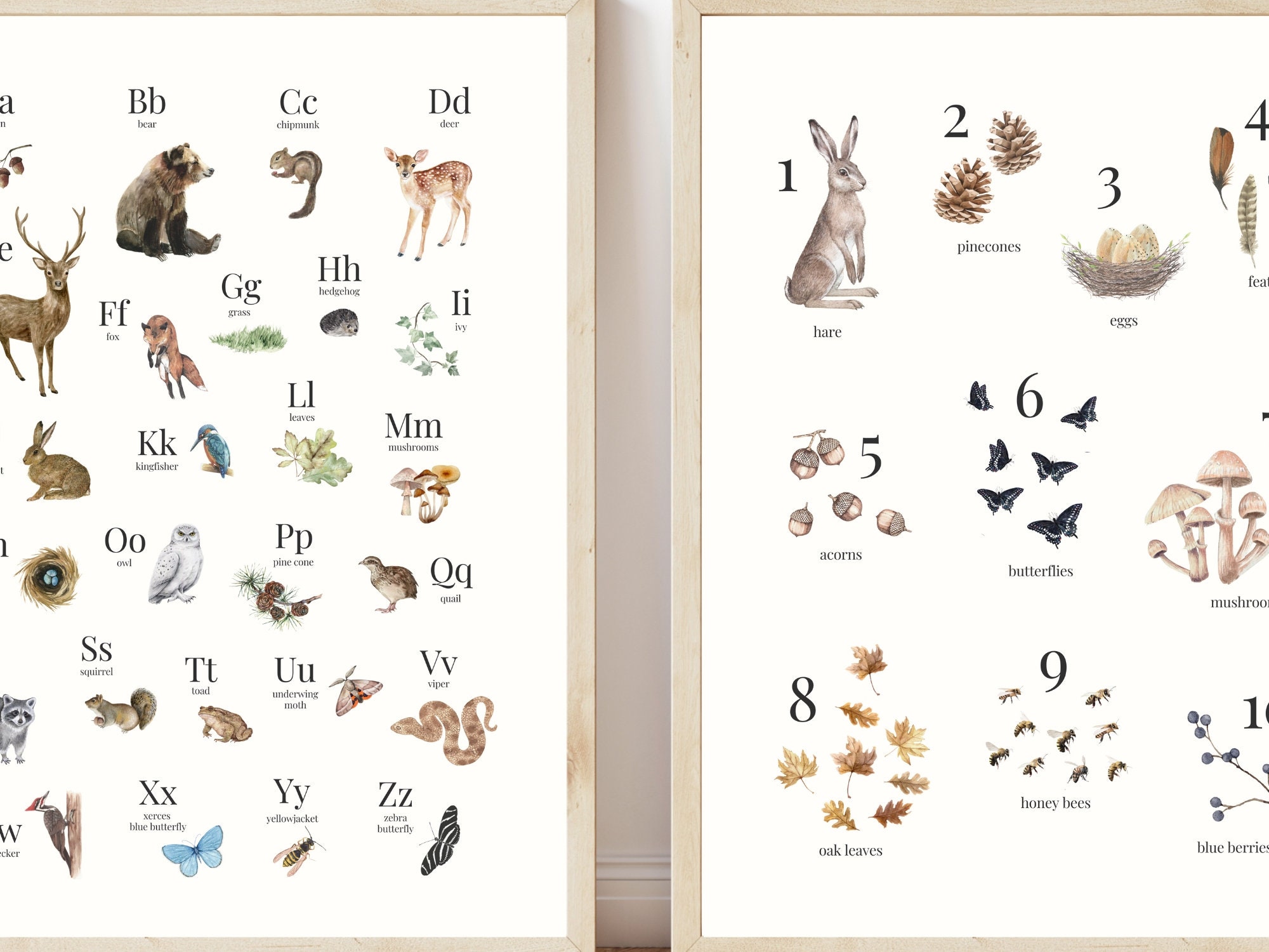 Digital Download Forest Theme Alphabet and Numbers Posters for Kids ...
