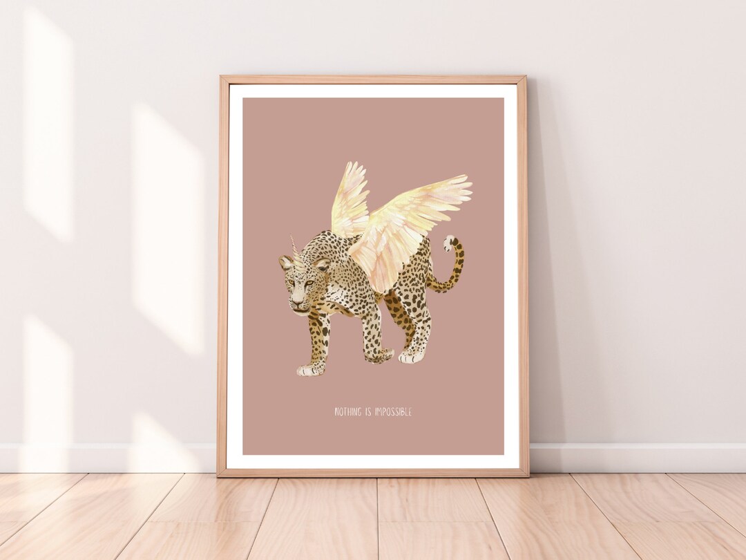 Digital Download - Hand-drawn Watercolor Unicorn Jaguar Poster ...
