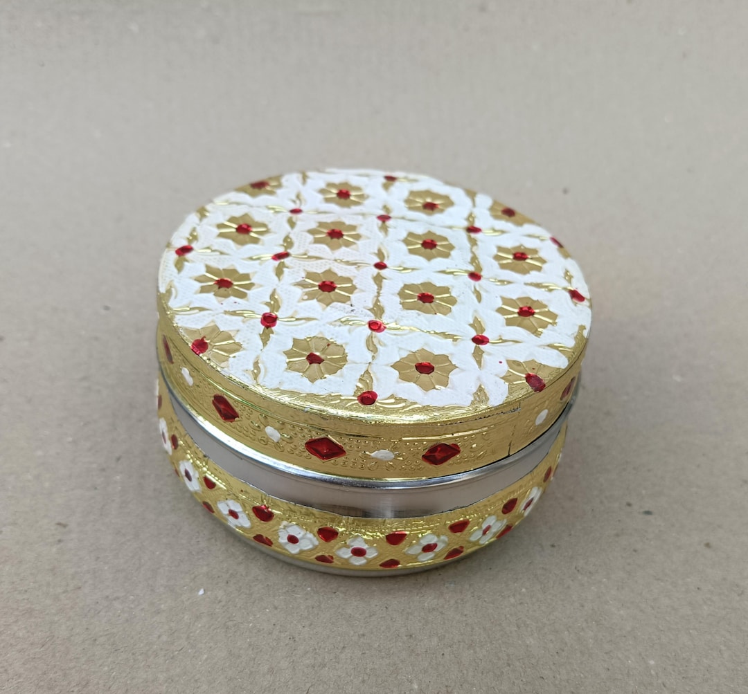 Meenakari Stainless Steel Chapati Storage Box - Traditional Indian Food ...