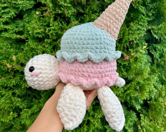 Crochet Ice Cream Turtle Plush, Crochet Plushie, Turtle Plush - Etsy
