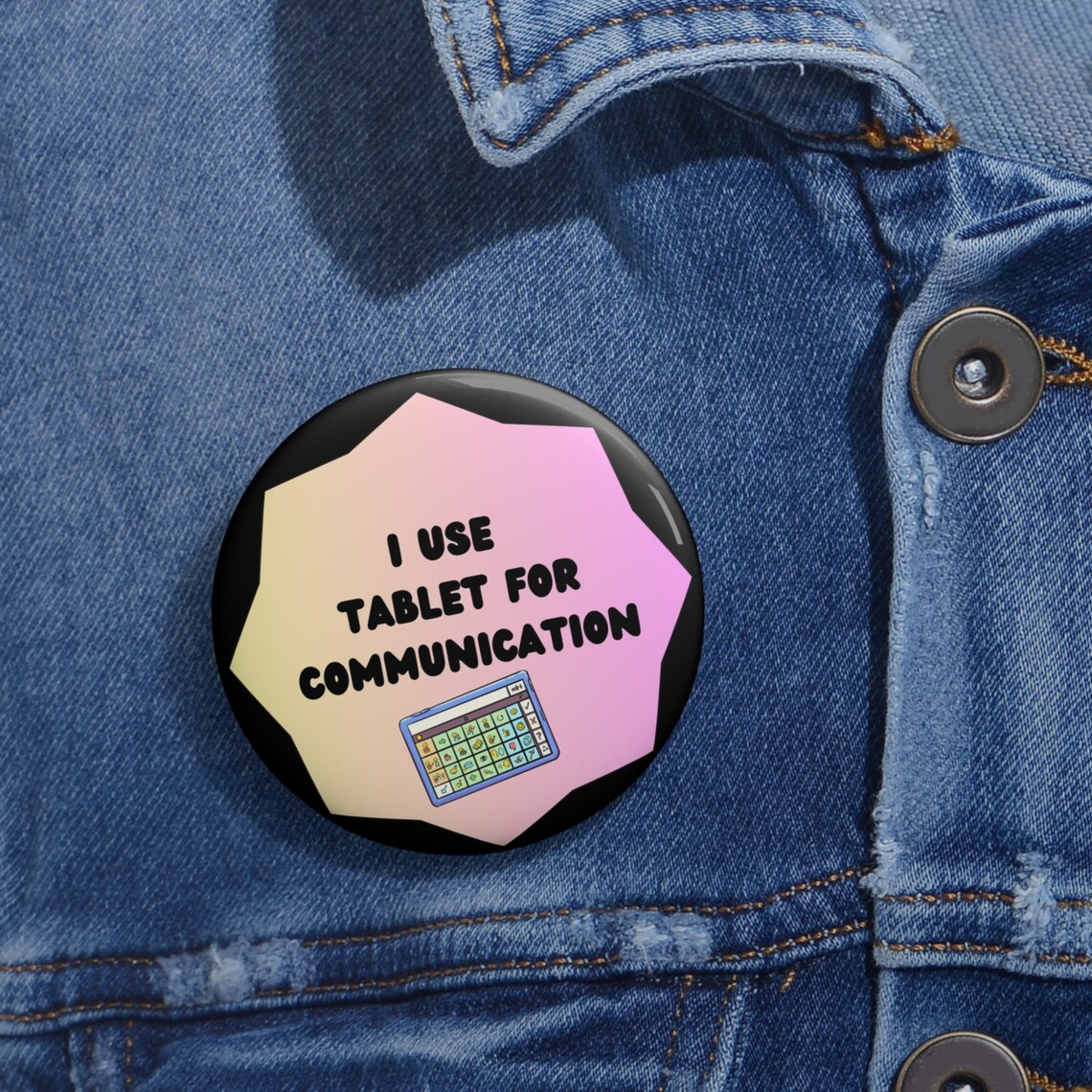 Assistive Communication 2.25" Pin Button, AAC Device Symbol, Supportive ...