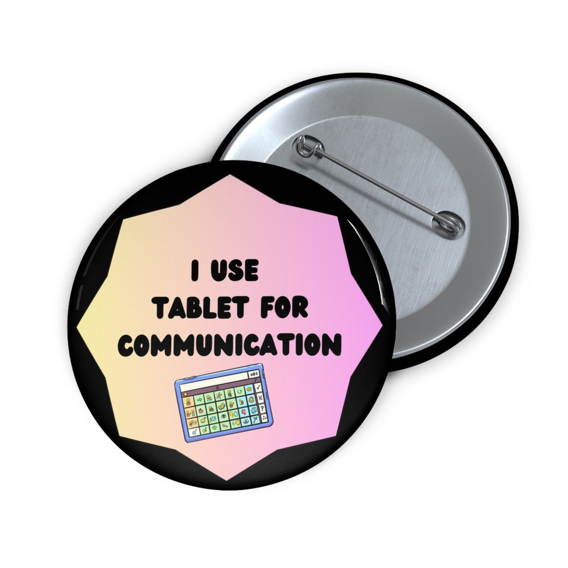 Assistive Communication 2.25" Pin Button, AAC Device Symbol, Supportive ...