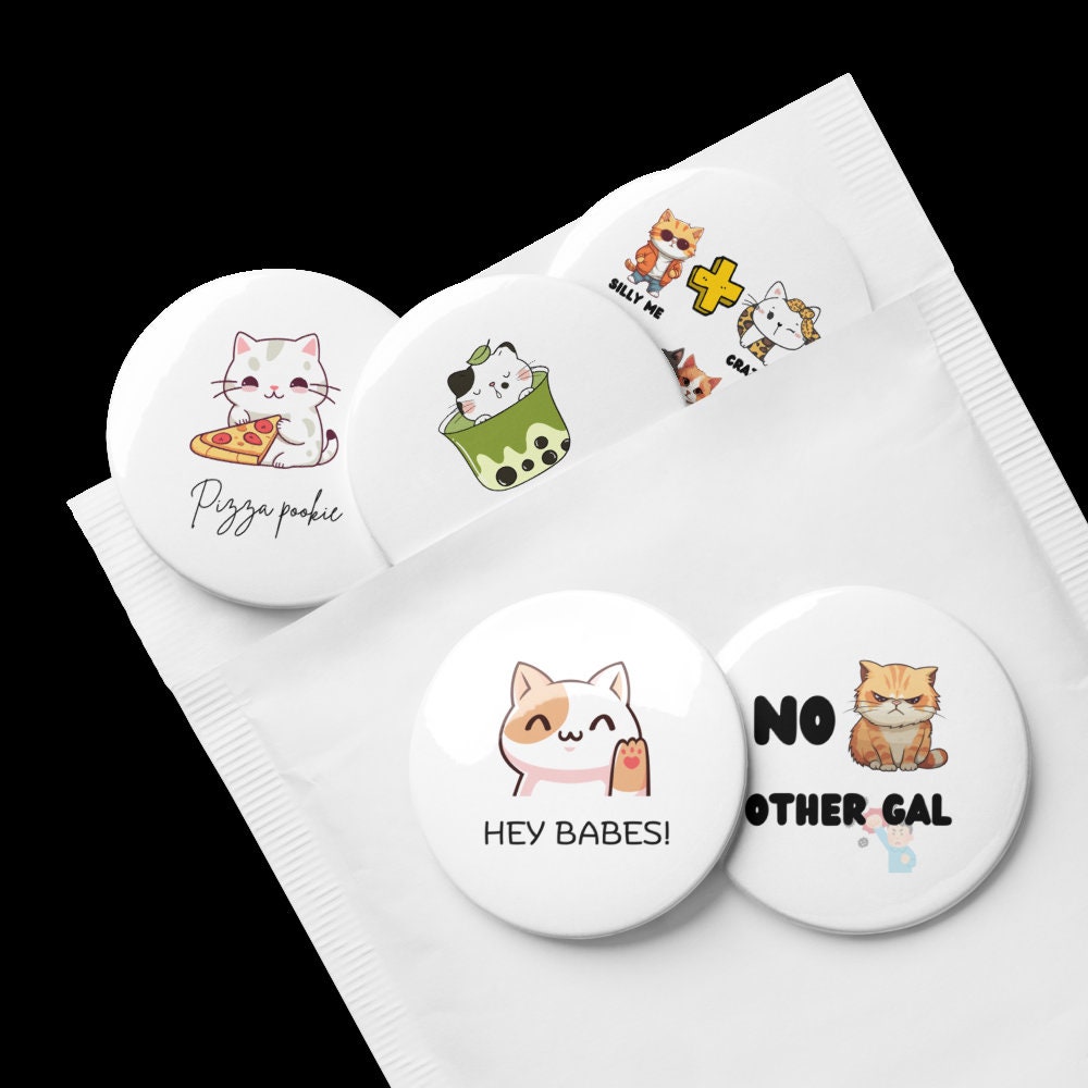Adorable Cat Pin Buttons Cute Feline Lover Badges Perfect Accessory for ...