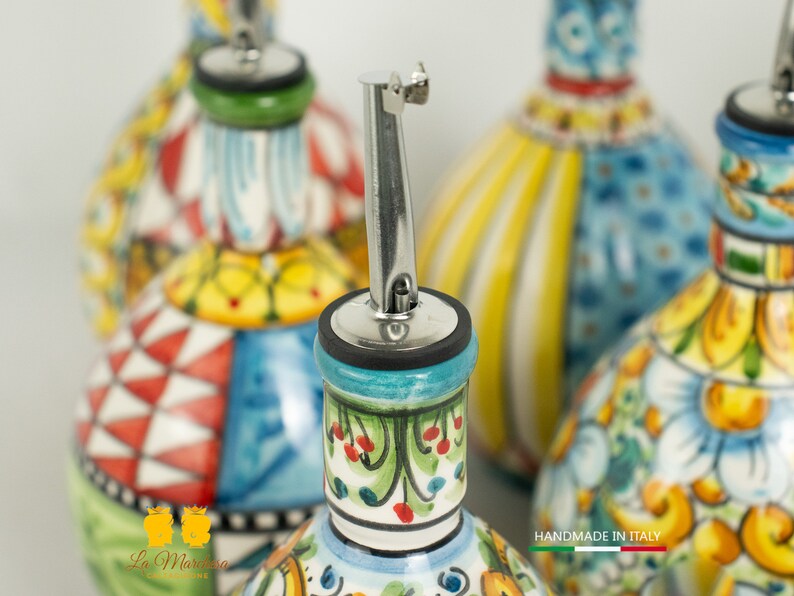 Caltagirone Ceramic Oil Cruet With Sicilian Decor, 20 Cm - Etsy