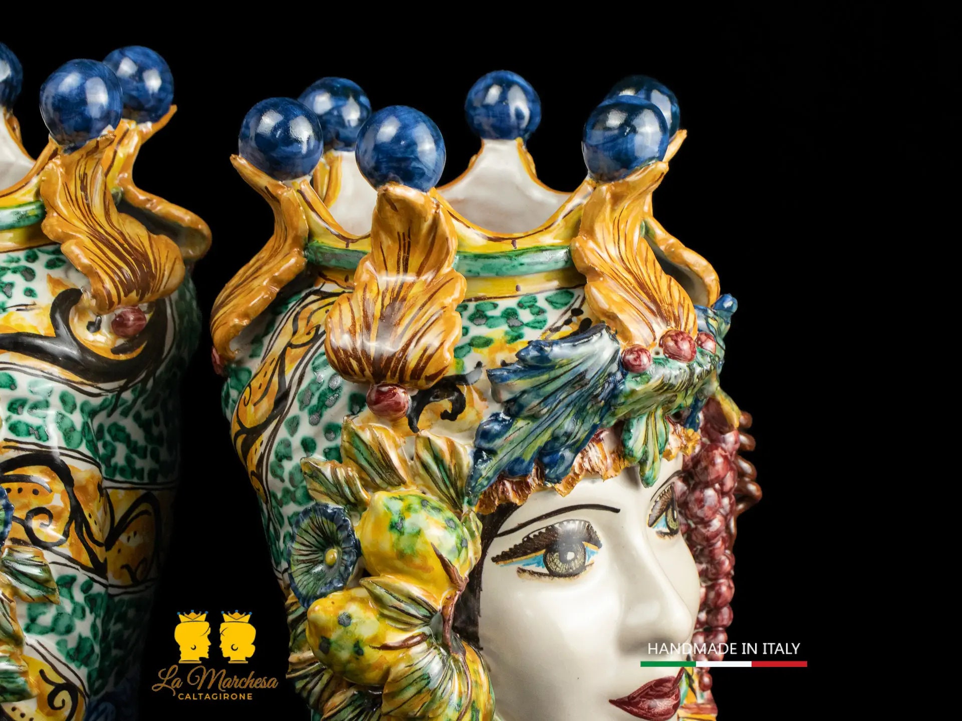 Caltagirone Moro Heads Classic Cobalt Blue Fruit Crown 29 Cm - Etsy