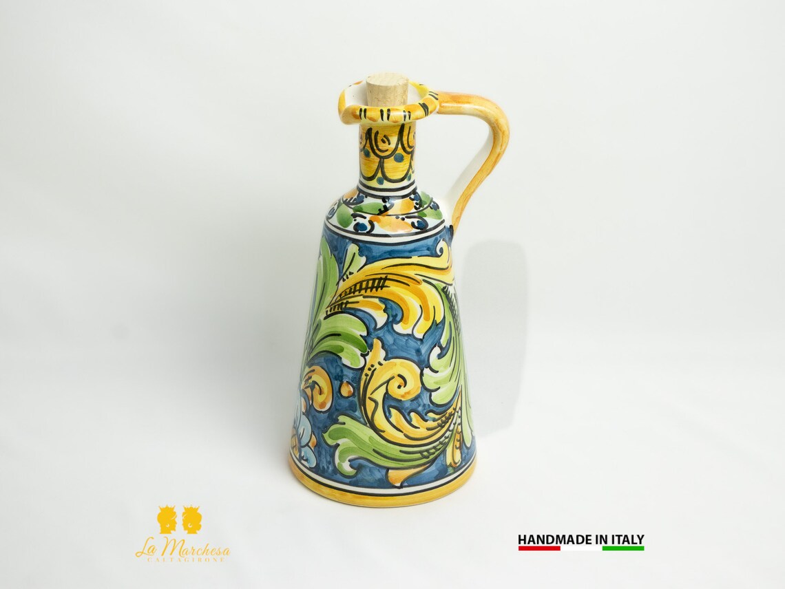 Decorated Caltagirone Ceramic Oil Cruet - Various Sizes and Decorations ...