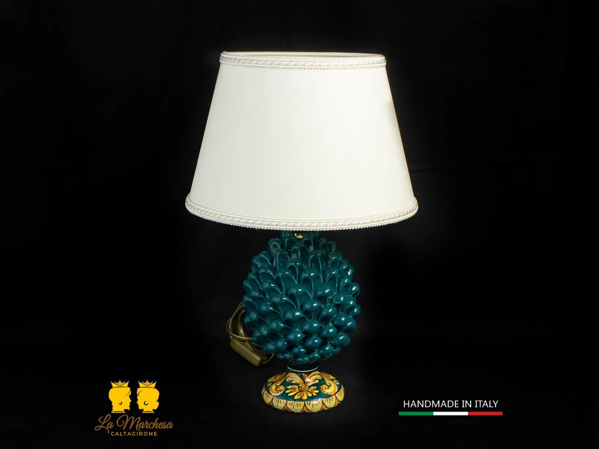 Sicilian Pine Cone Lamp Caltagirone Ceramic Decorated Base 20 Cm - Etsy