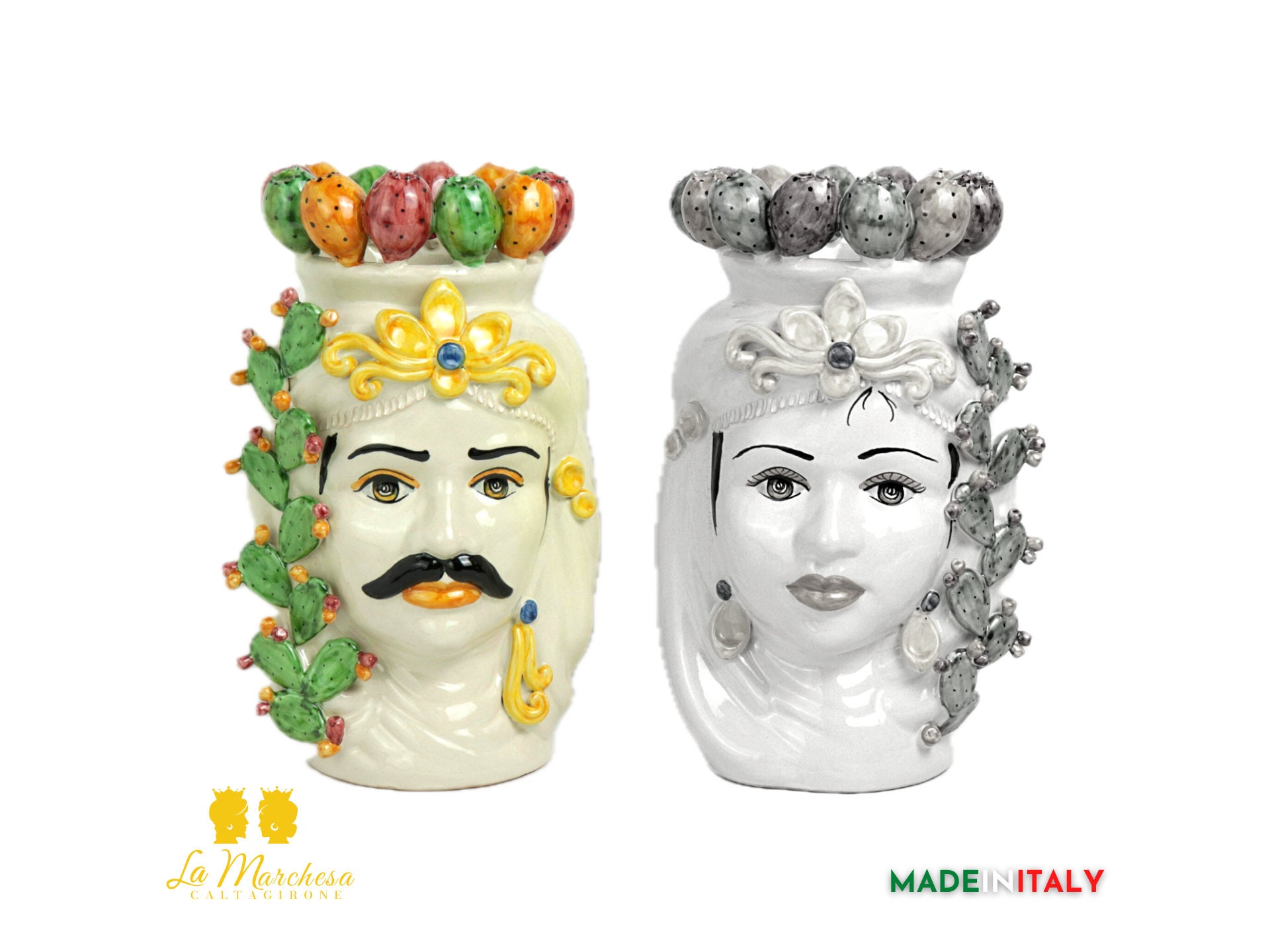 Moor's Heads With Crown Prickly Pears in Caltagirone Ceramic 31 Cm - Etsy