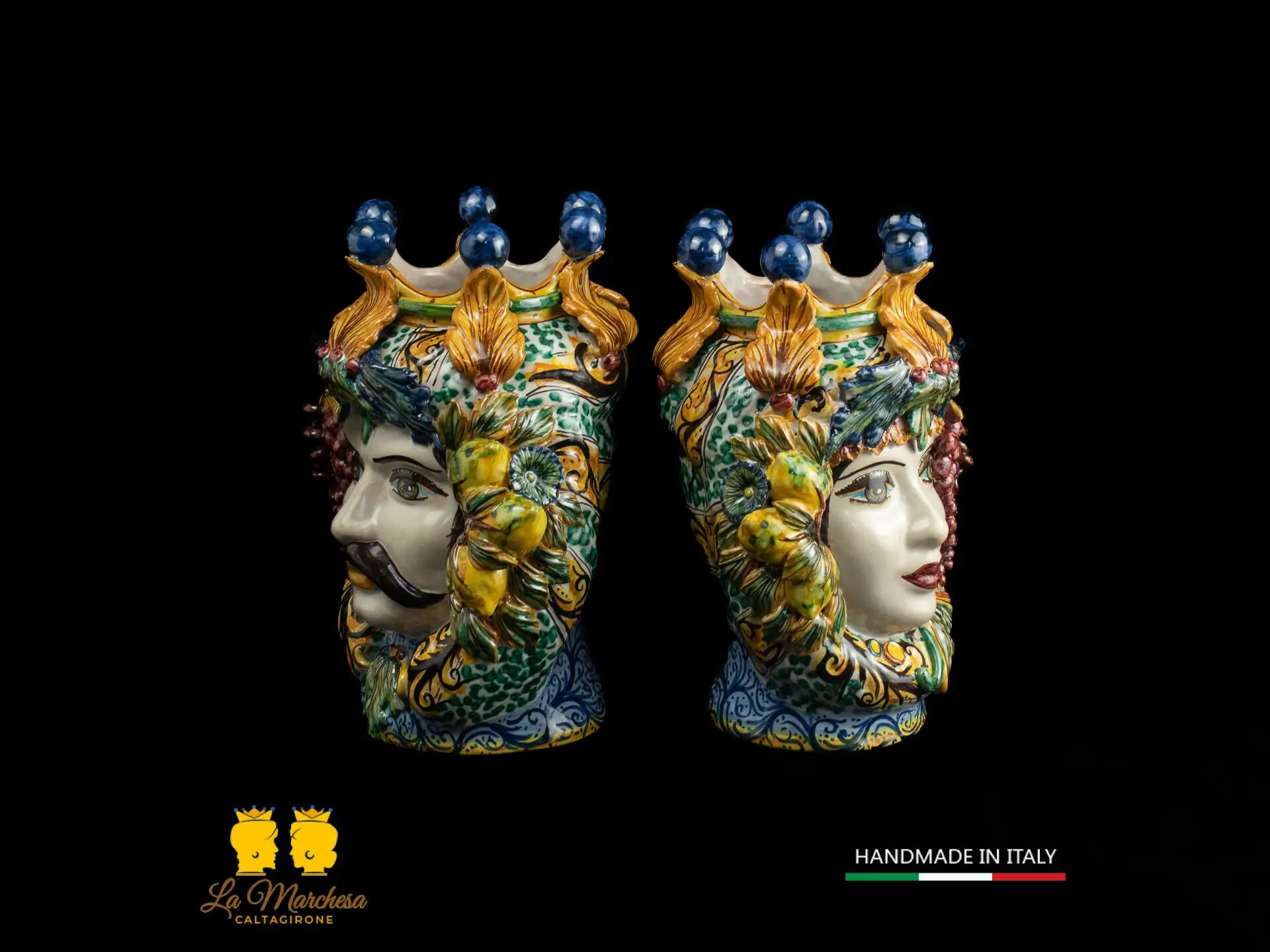 Caltagirone Moro Heads Classic Cobalt Blue Fruit Crown 29 Cm - Etsy