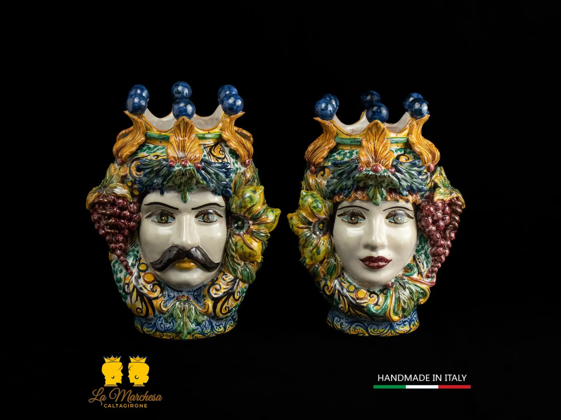 Caltagirone Moro Heads Classic Cobalt Blue Fruit Crown 29 Cm - Etsy