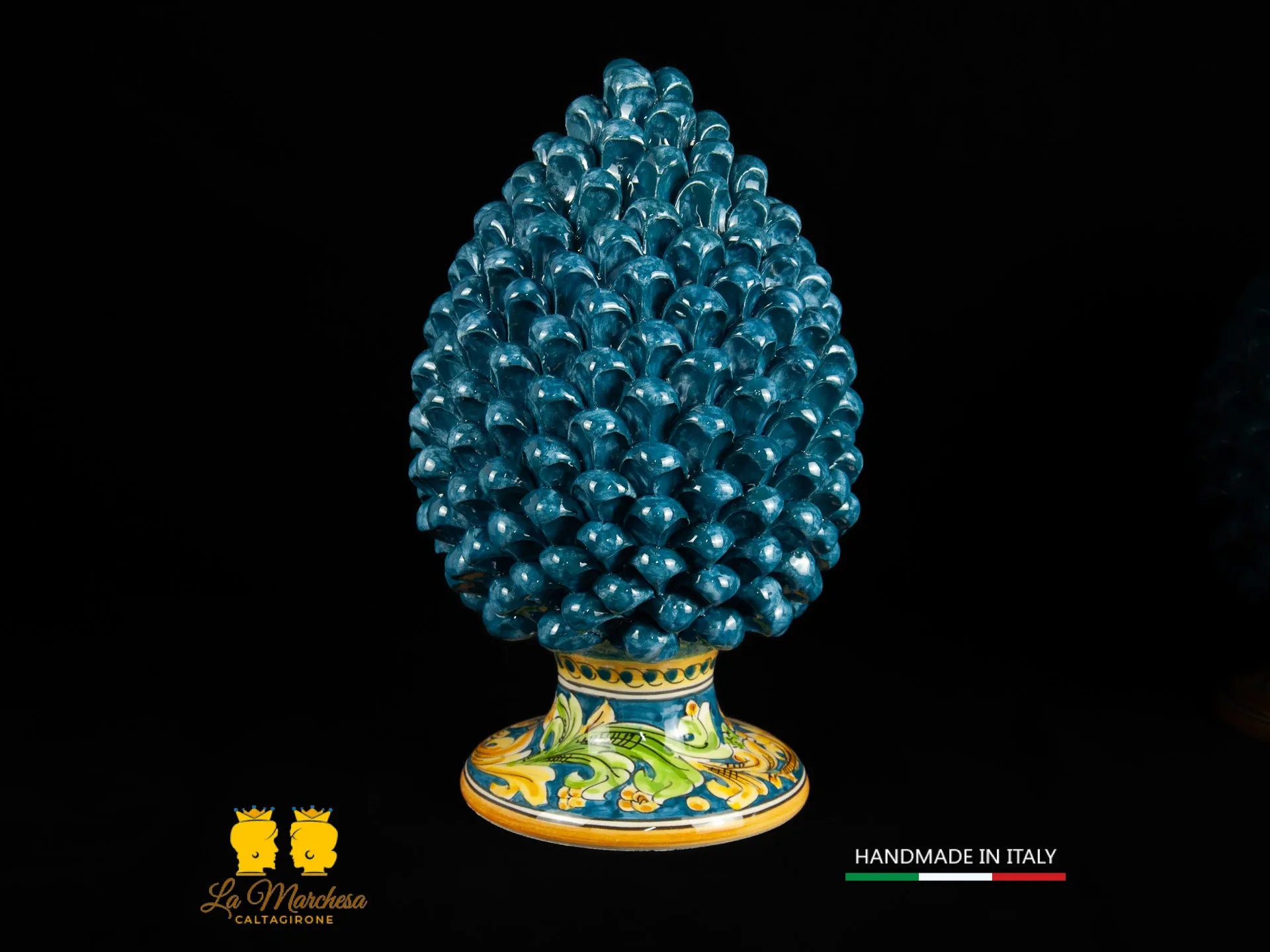 Sicilian Pine Cone in Caltagirone Ceramic With Antique Blue Decoration ...