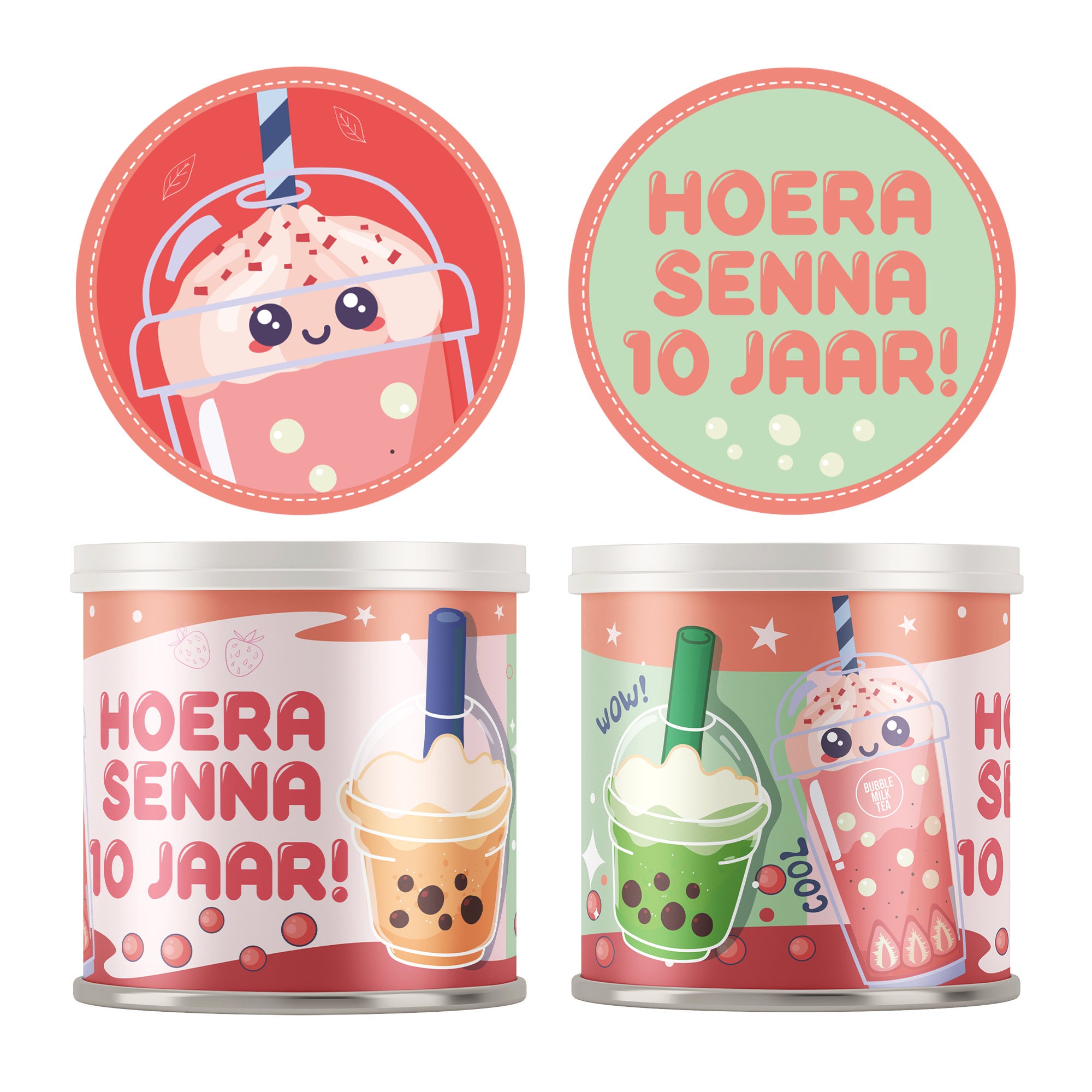 Bubble Tea Pringles Wrap Chips Treat Birthday Personalized Editable ...