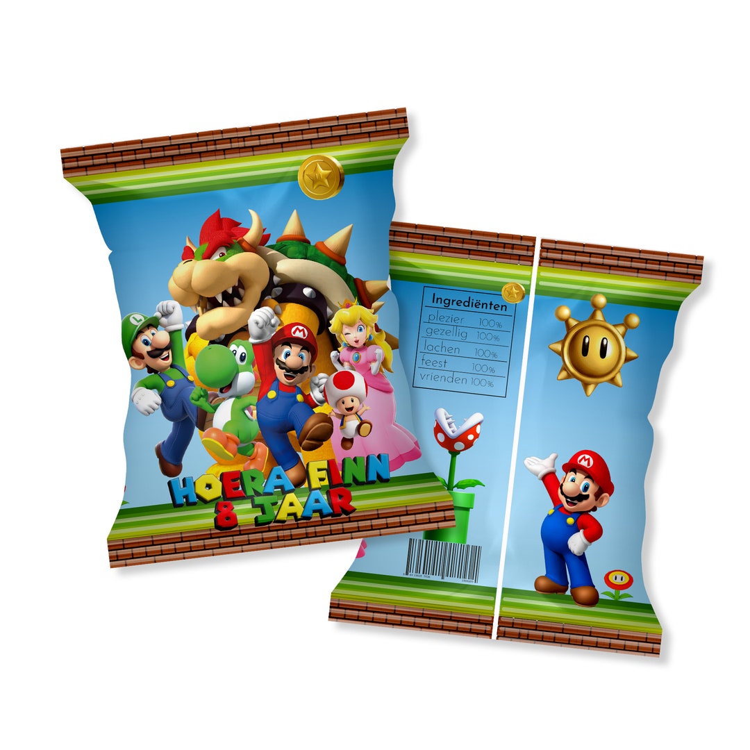 Super Mario Chips Bag Treat Birthday Party Super Mario Dispensing Bag ...