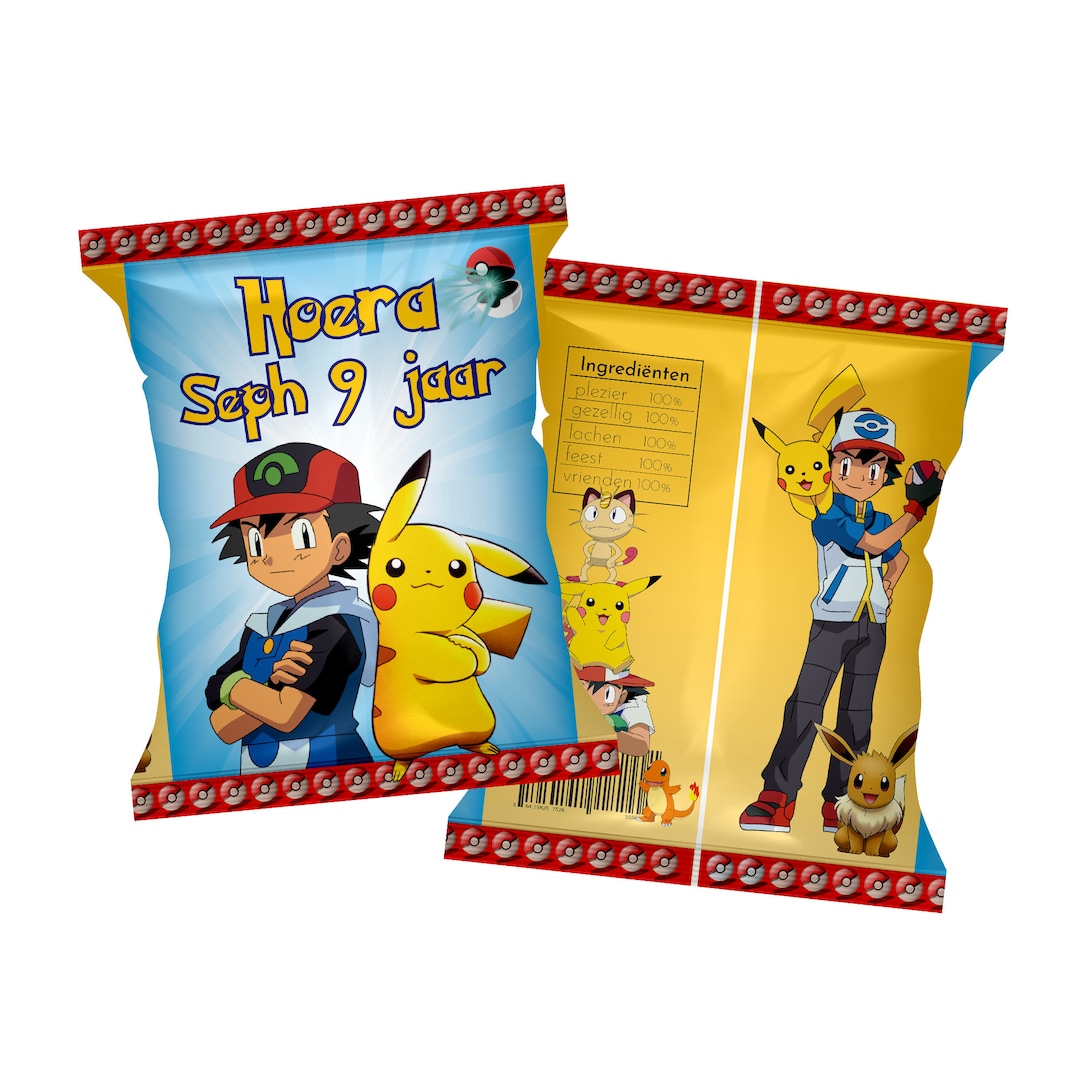 Chips Bag Pokémon Treat Birthday Party Pokémon Handout Bag Chips Label ...