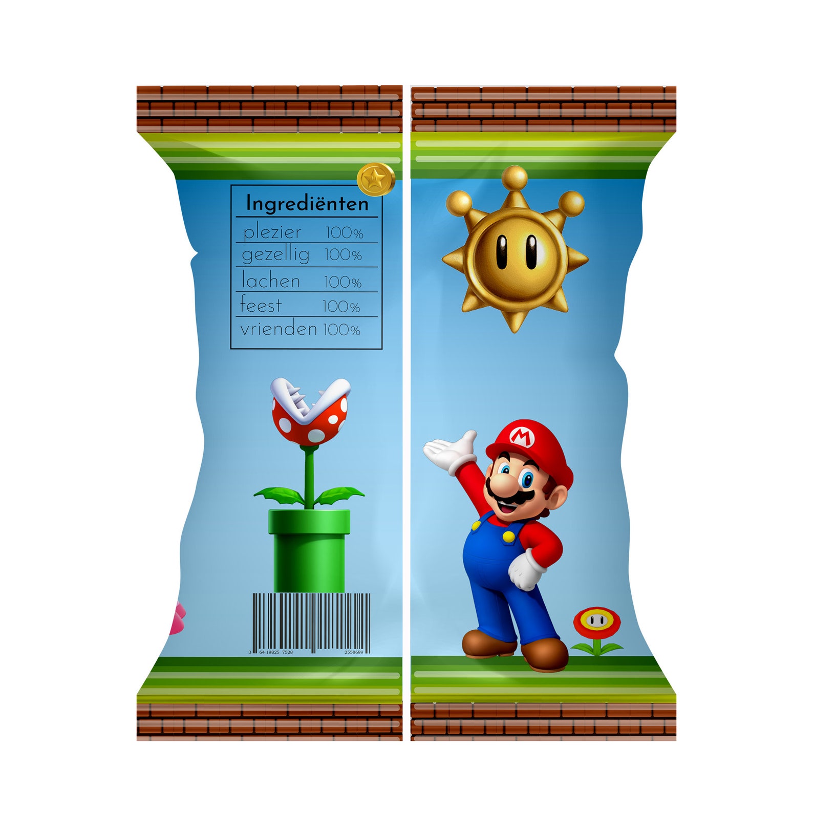 Super Mario Chips Bag Treat Birthday Party Super Mario Dispensing Bag ...
