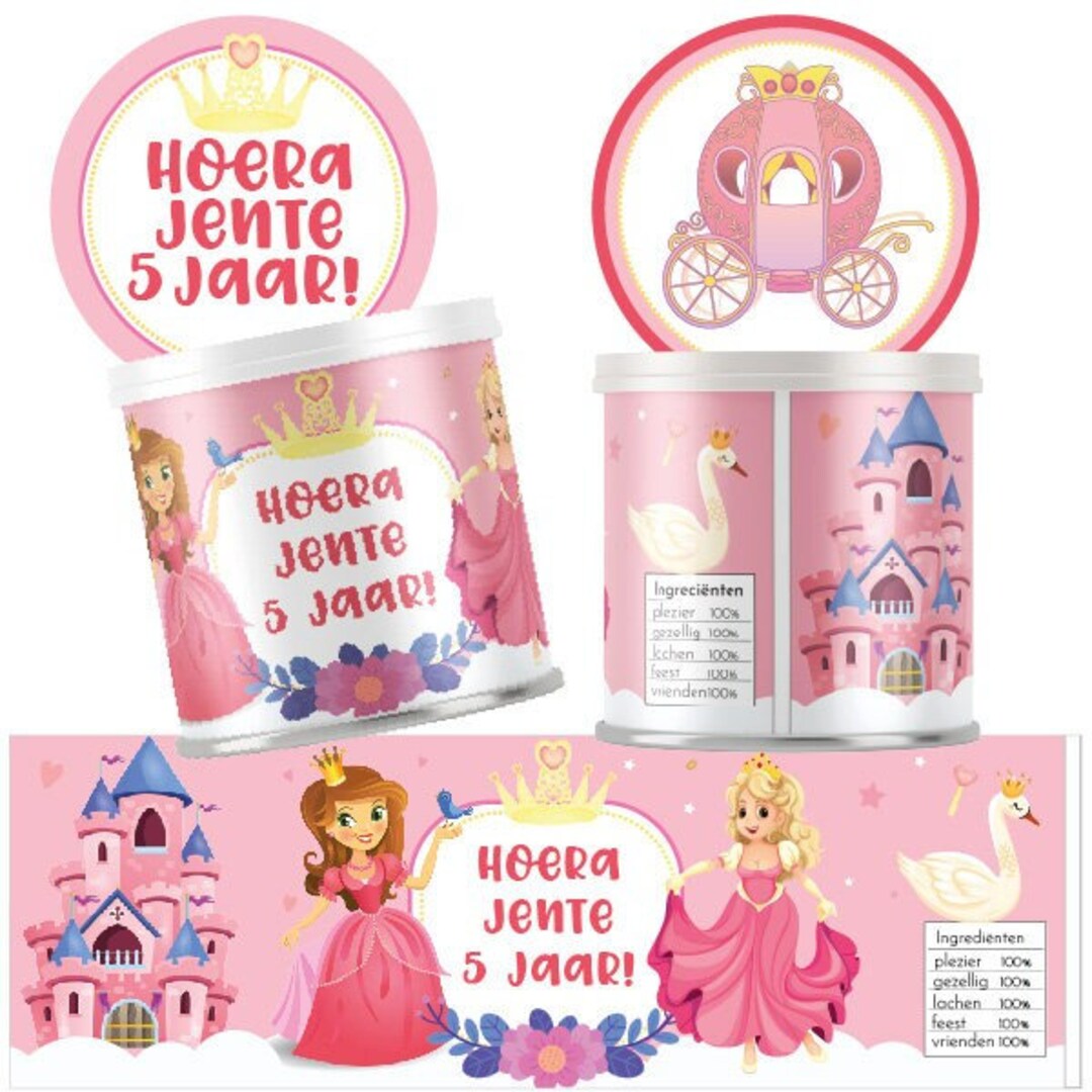 Princess Pringles Wrap Treat Printable, Birthday Party Princesses Mini ...