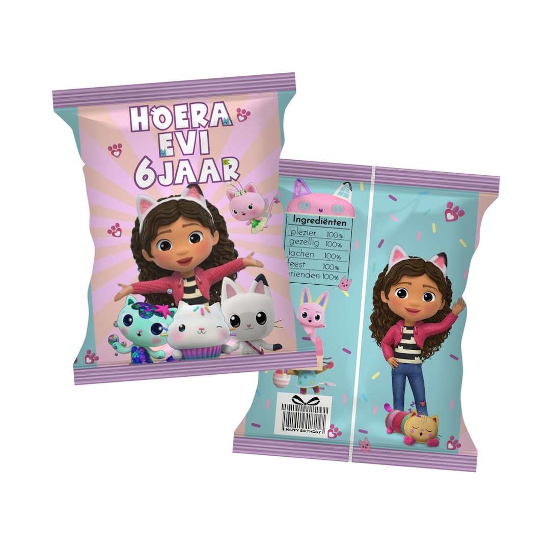 Chips zakje Gabby's Poppenhuis traktatie label verjaardagsfeestje ...
