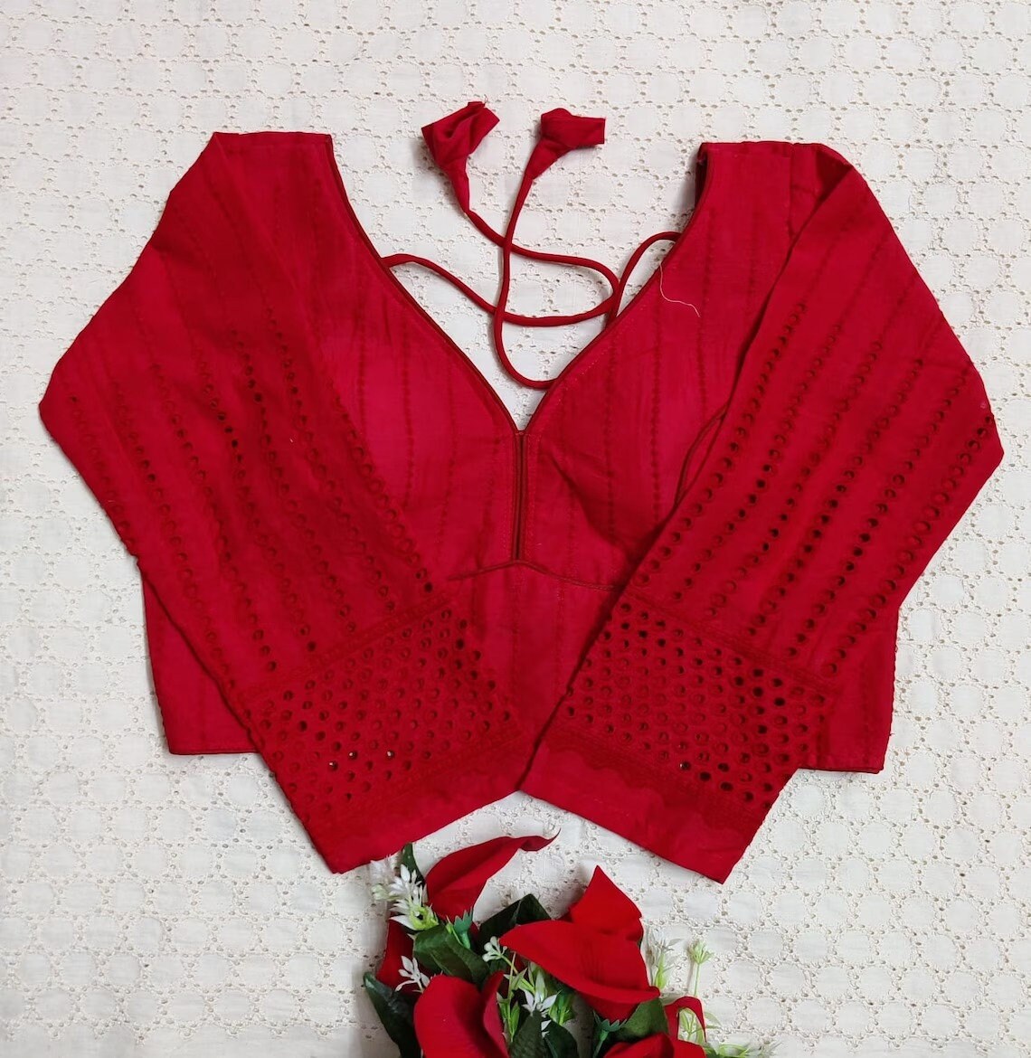 Cotton Full Hand Pattern Blouse, Hakooba Blouse,chikenkari Blouse ...