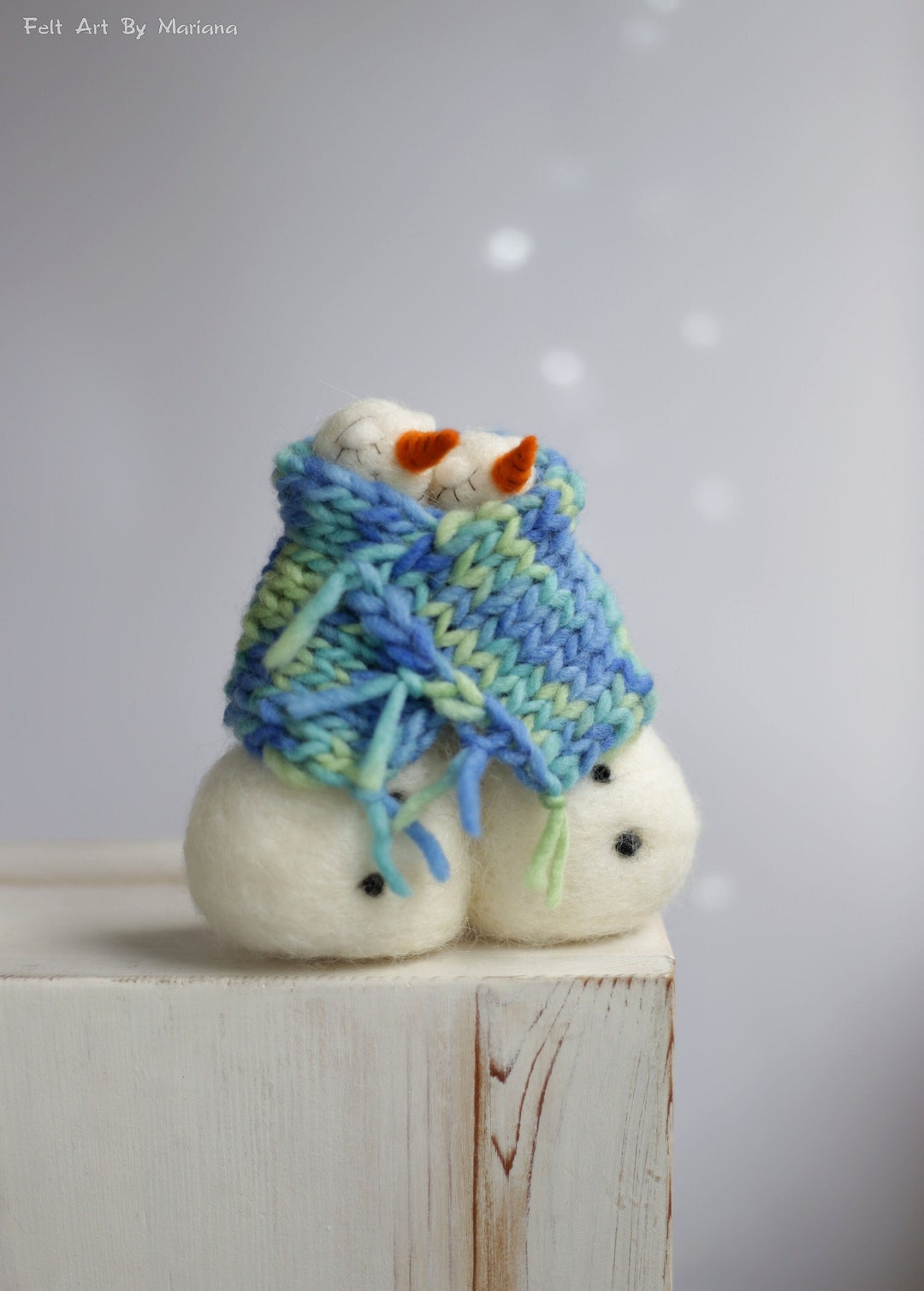 Needle Felted Snowman Couple, Christmas Decoration, Dreamy Snowmen Whit ...