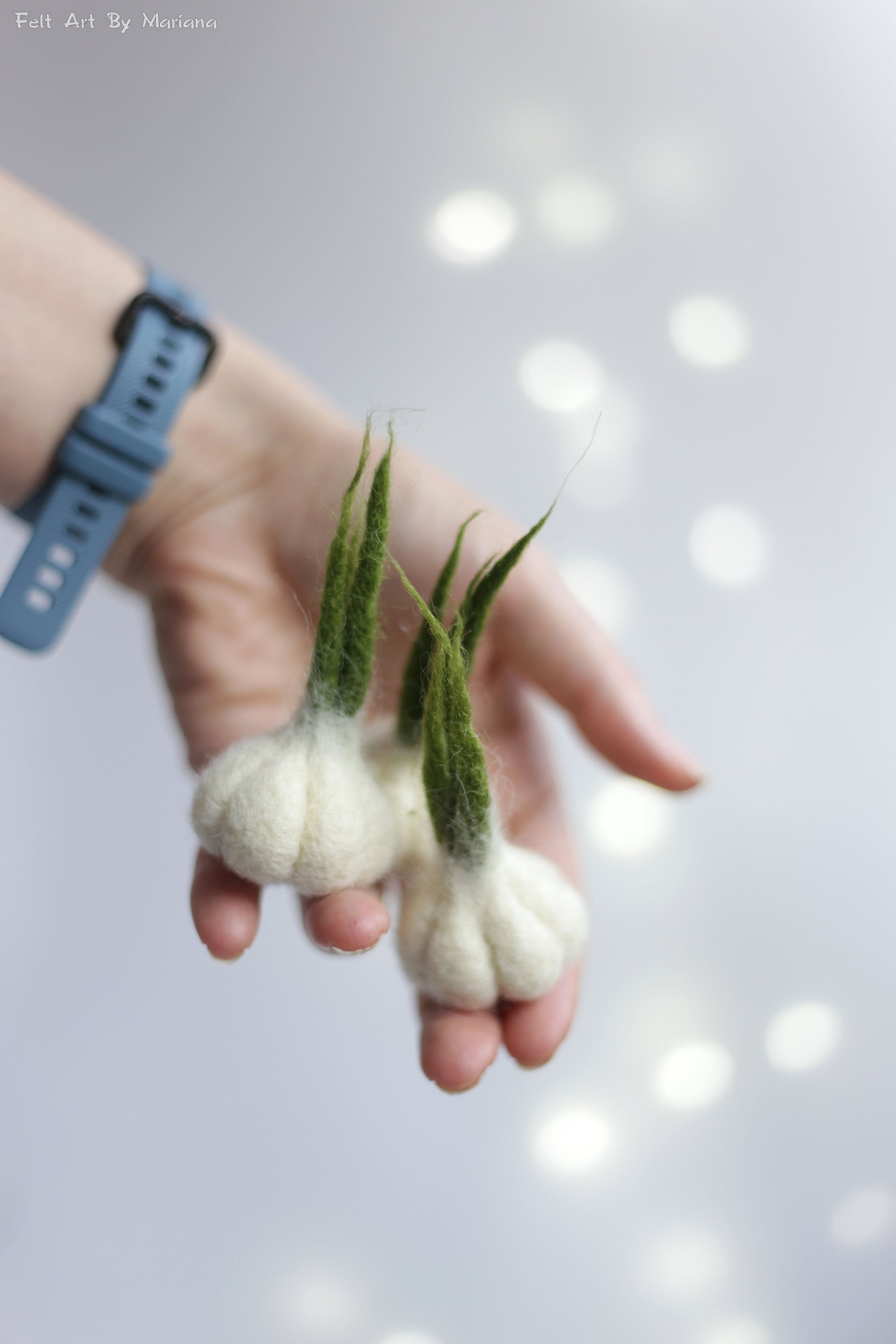 Needle Felted Garlic Set of Three, Easter Ornament, Summer Table Decor ...