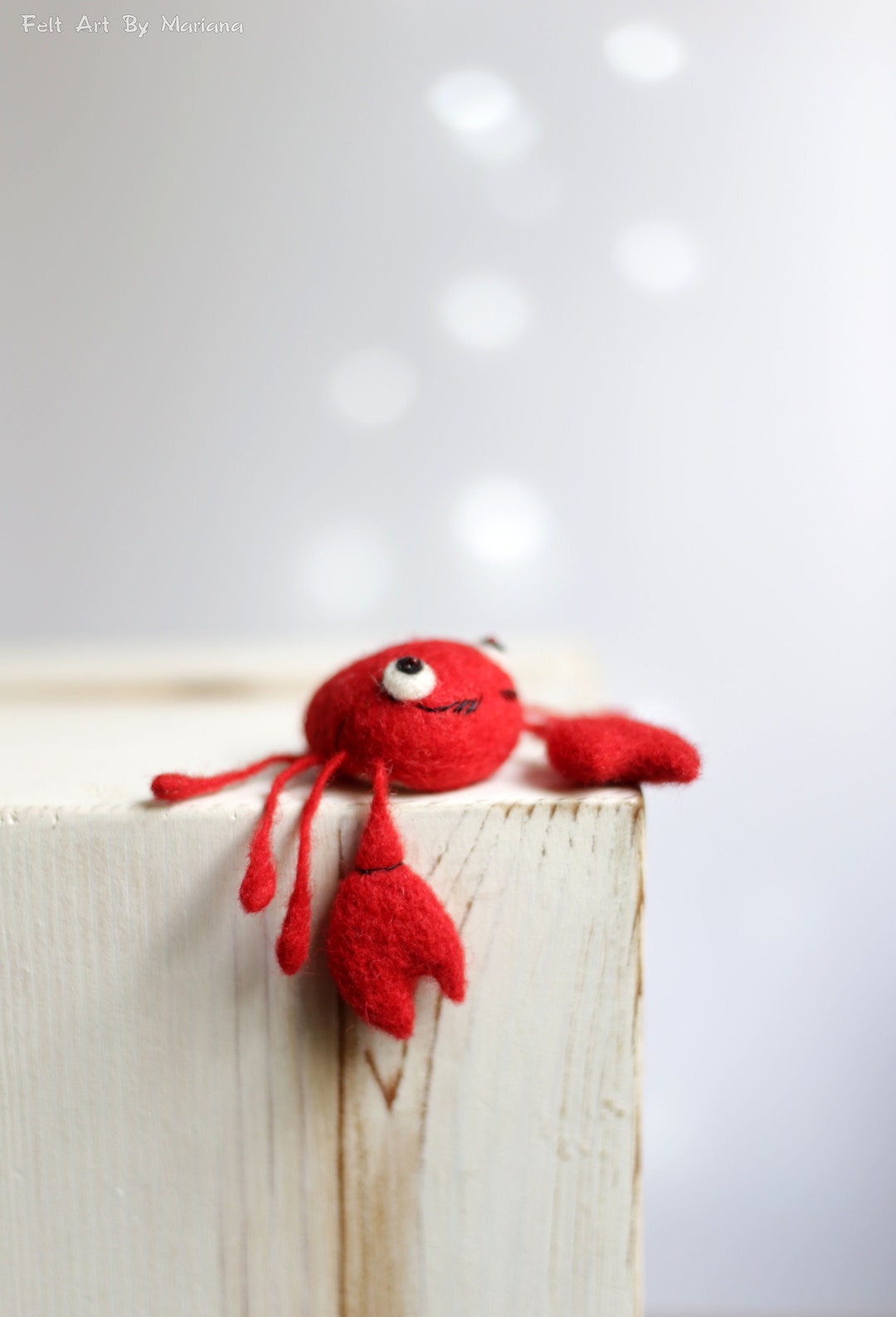 Needle Felted Crab Ornament: Wool Art Doll With Mustache - Etsy