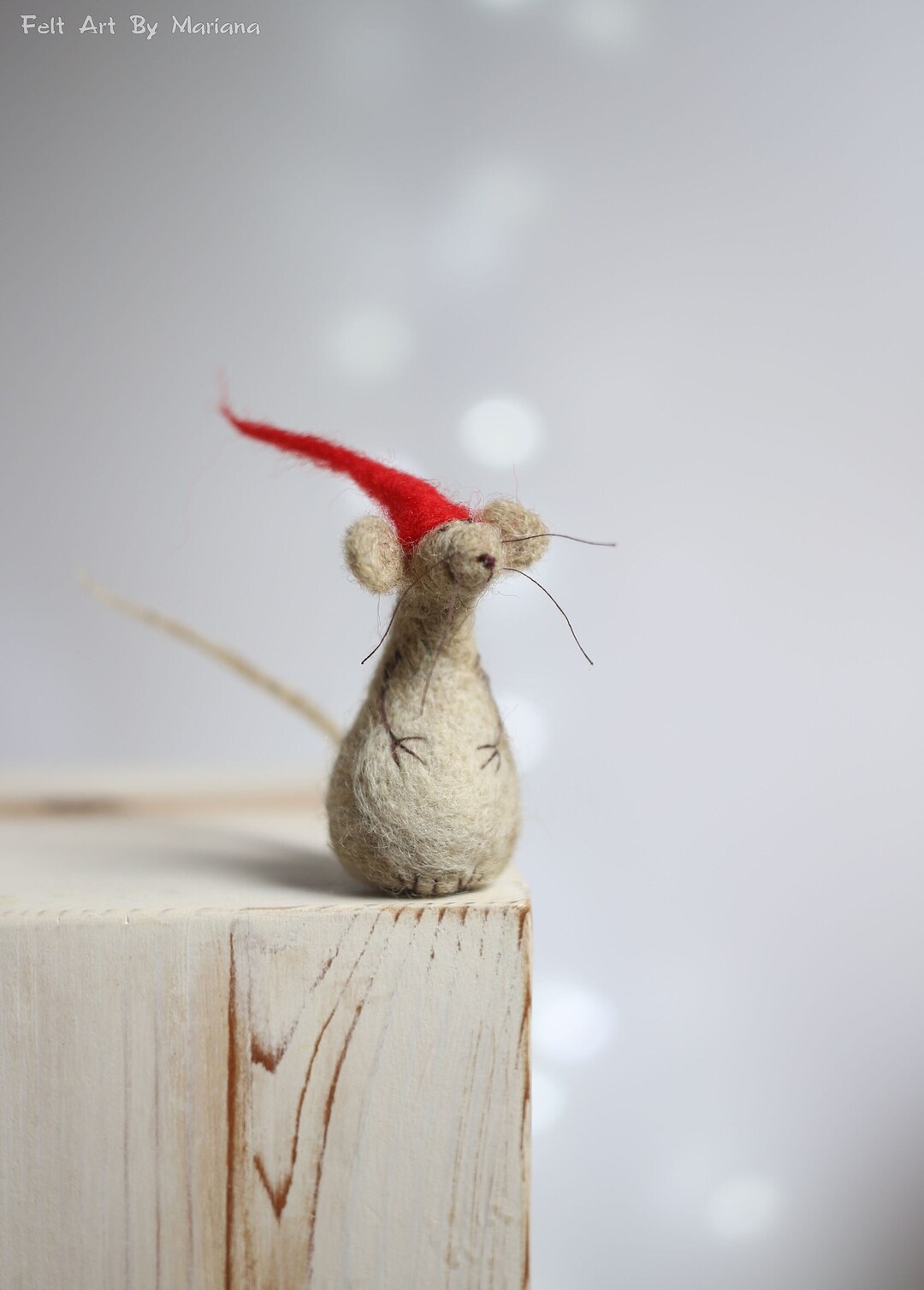 Handmade Needle Felted Christmas Mouse: Festive Holiday Decor, Santa ...