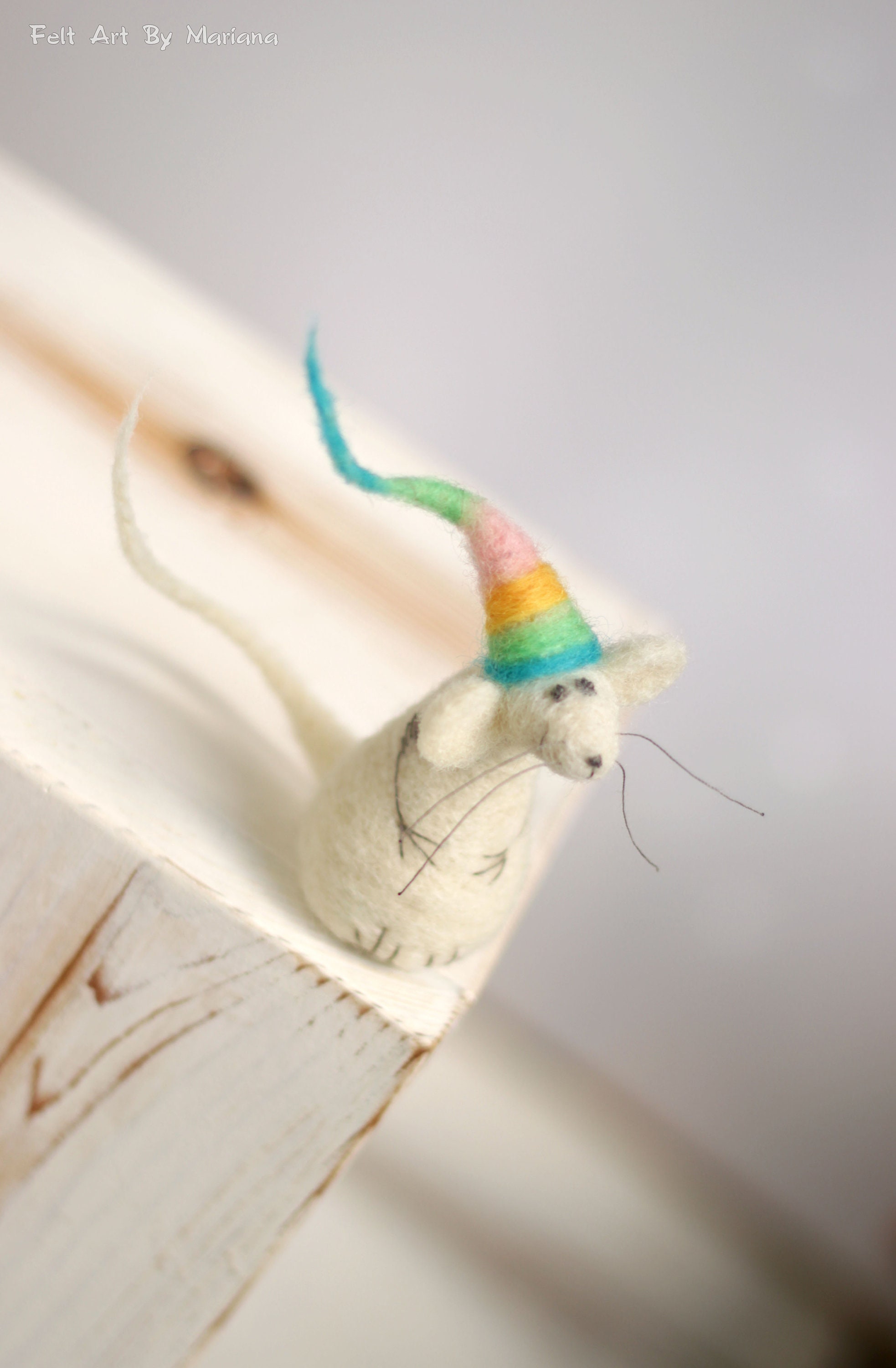 Handmade Needle Felted Christmas Mouse With Colourful Hat - Etsy