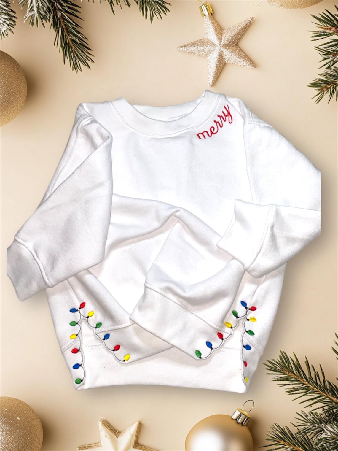 Embroidered Christmas Lights Cut Hem Sweatshirt - Etsy