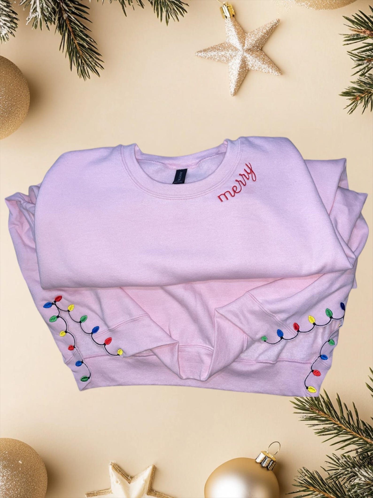 Embroidered Christmas Lights Cut Hem Sweatshirt - Etsy