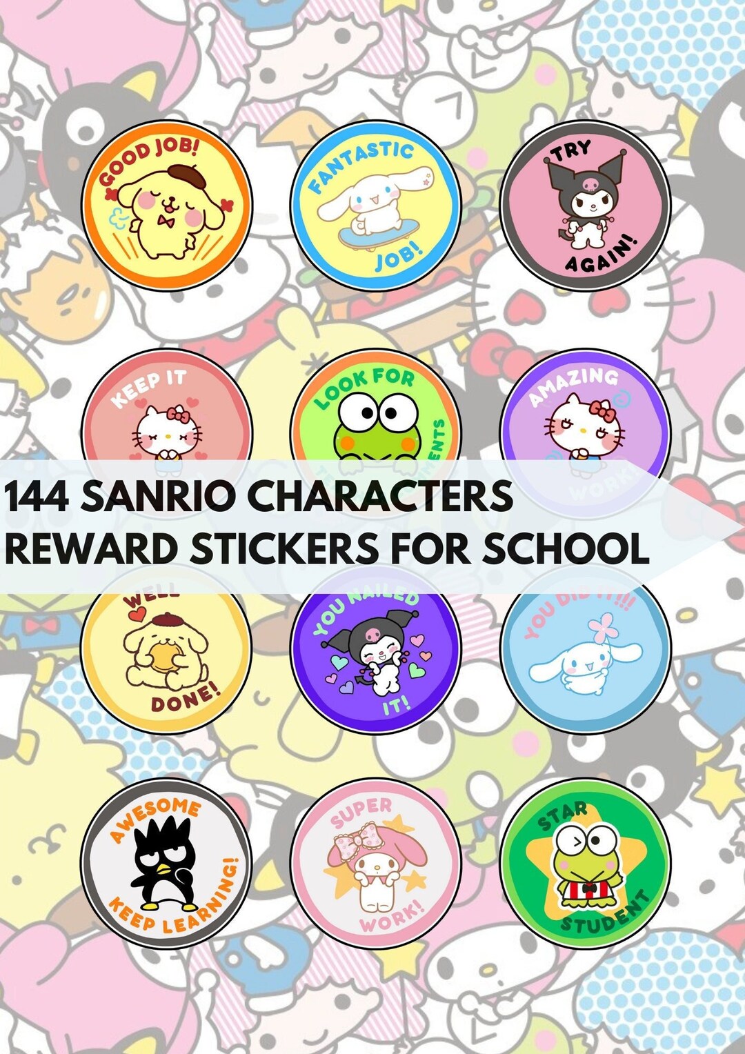 144 Kawaii Characters Reward Stickers for Teachers, School and ...