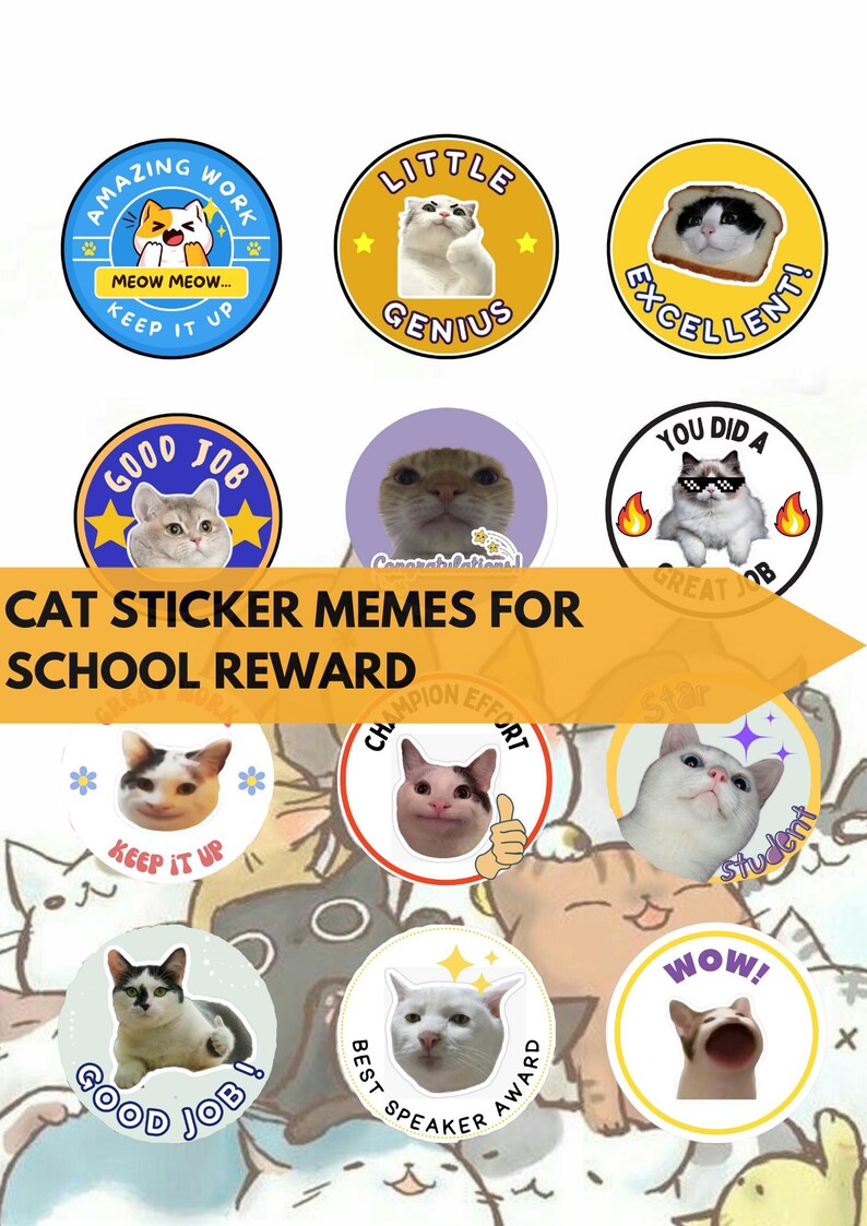 Stickers Cat Memes, Reward Stickers for School, Teacher Reward Sticker ...