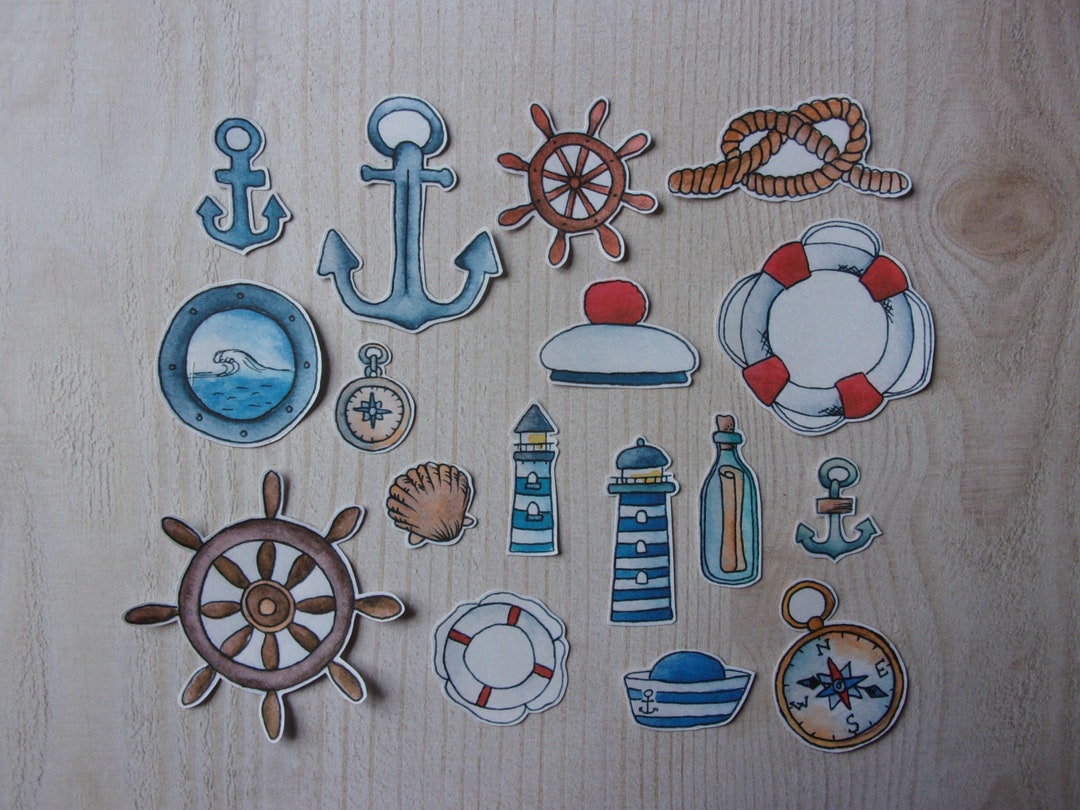 Stickers Helm Boat Lighthouse Compass Maritime Buoy Sailor Knot Rope ...