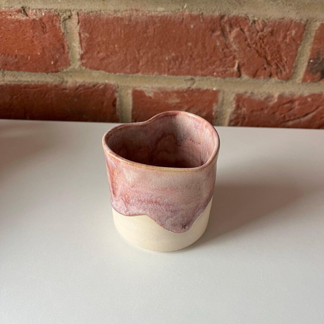 Dusty Pink Heart Espresso Cup - Etsy
