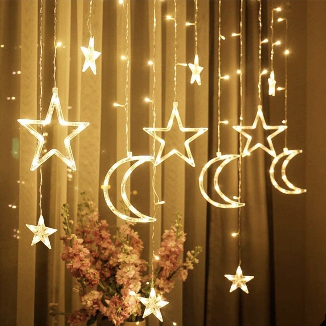 LED String Fairy Lights Stars and Moon Window Curtain Lights - Etsy