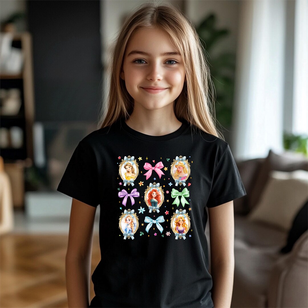 Disney Princesses Shirt, Coquette Disney Princess T-shirt, Disney Kids Shirt, Cute Youth ...